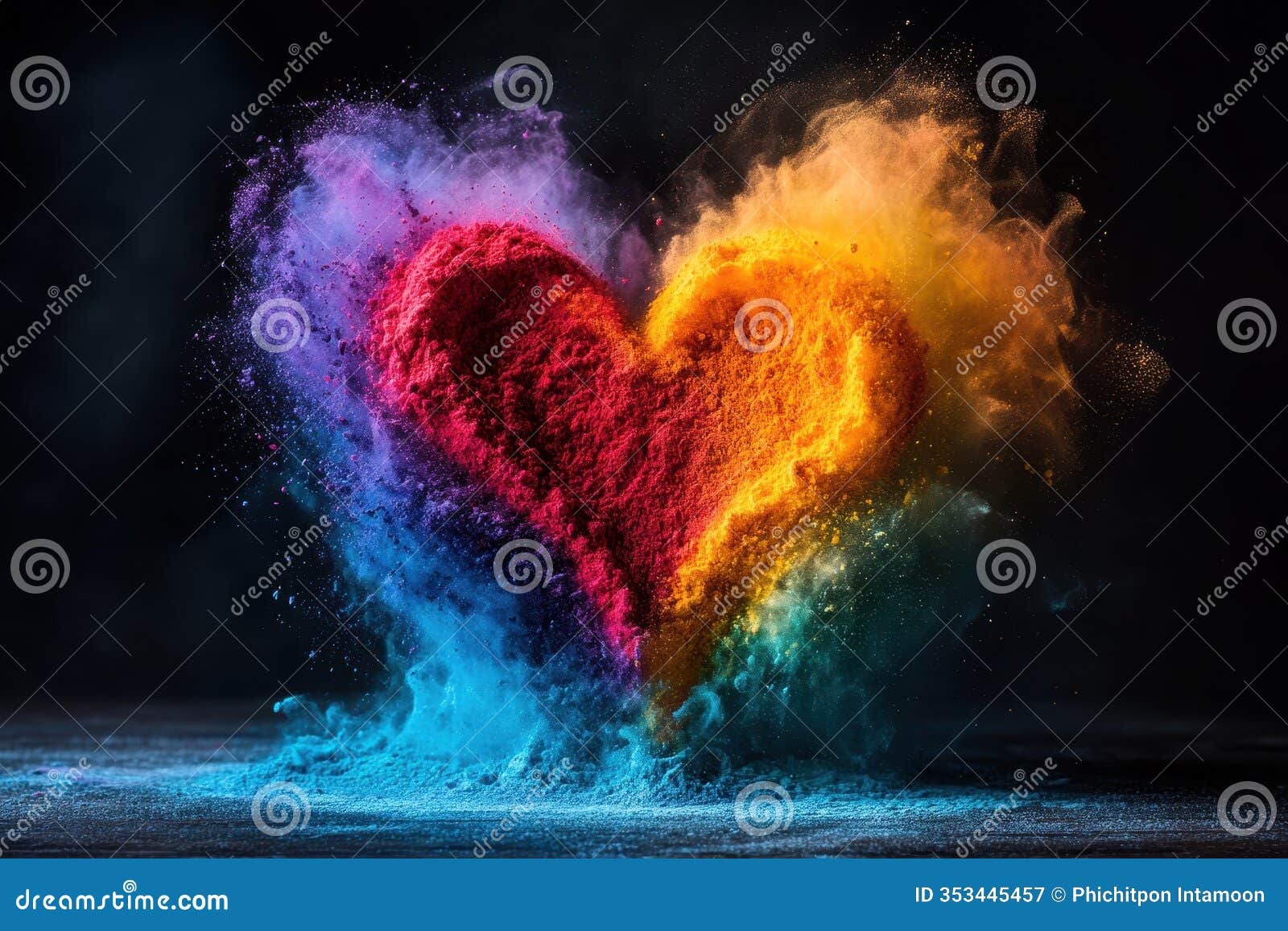 Colorful Powder Dust Exploding in the Air in Front of White Bright ...