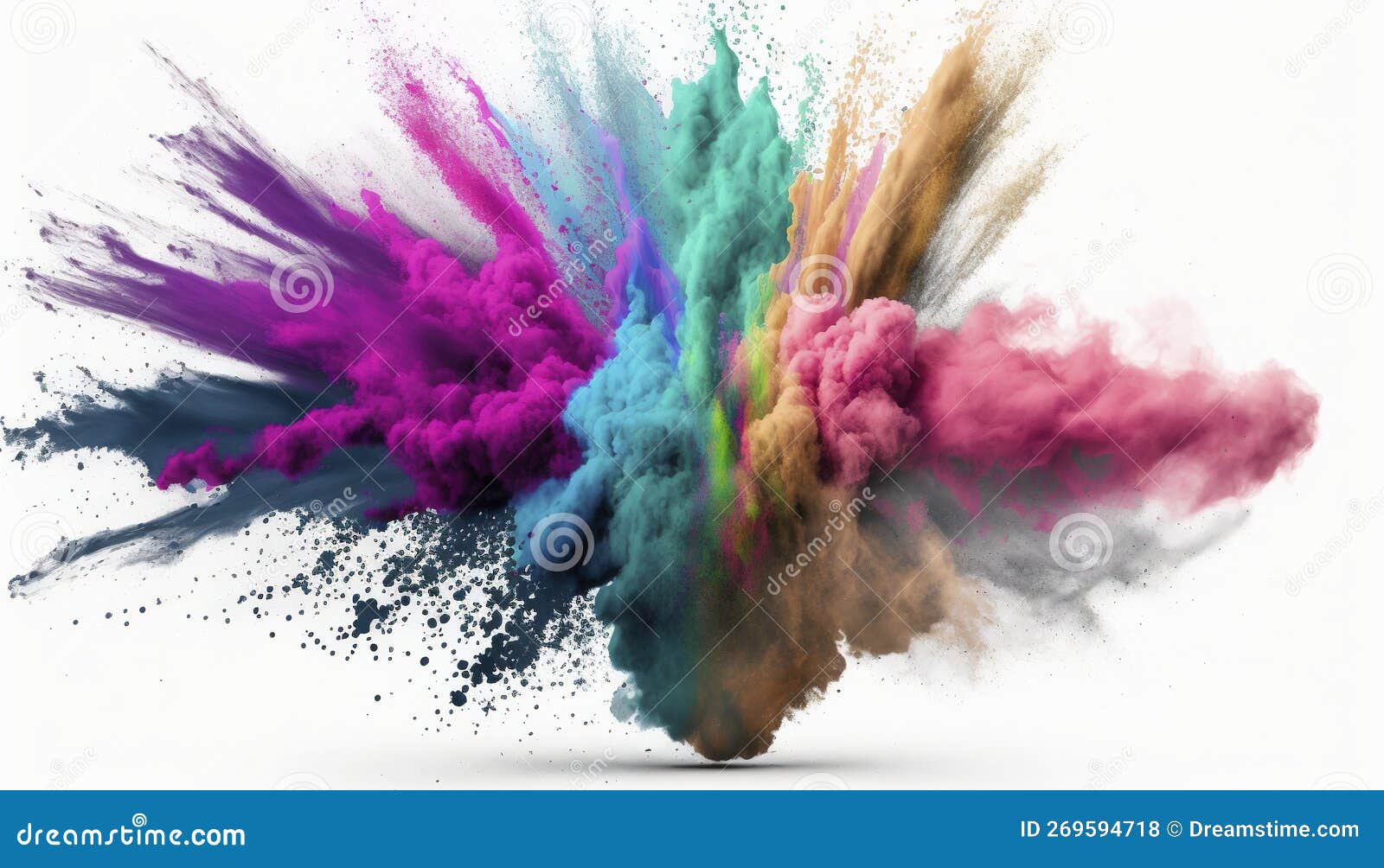Colorful Powder Explode Isolated on White Background Stock Illustration ...