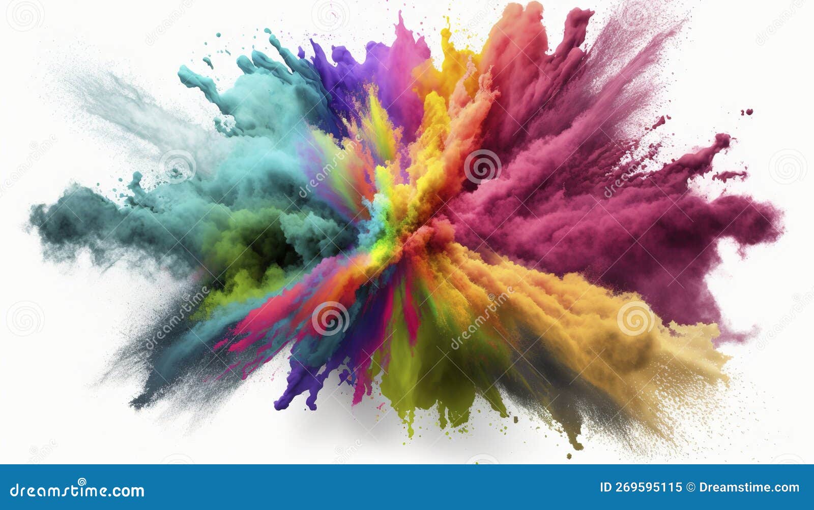 Colorful Powder Explode Isolated on White Background Stock Illustration ...