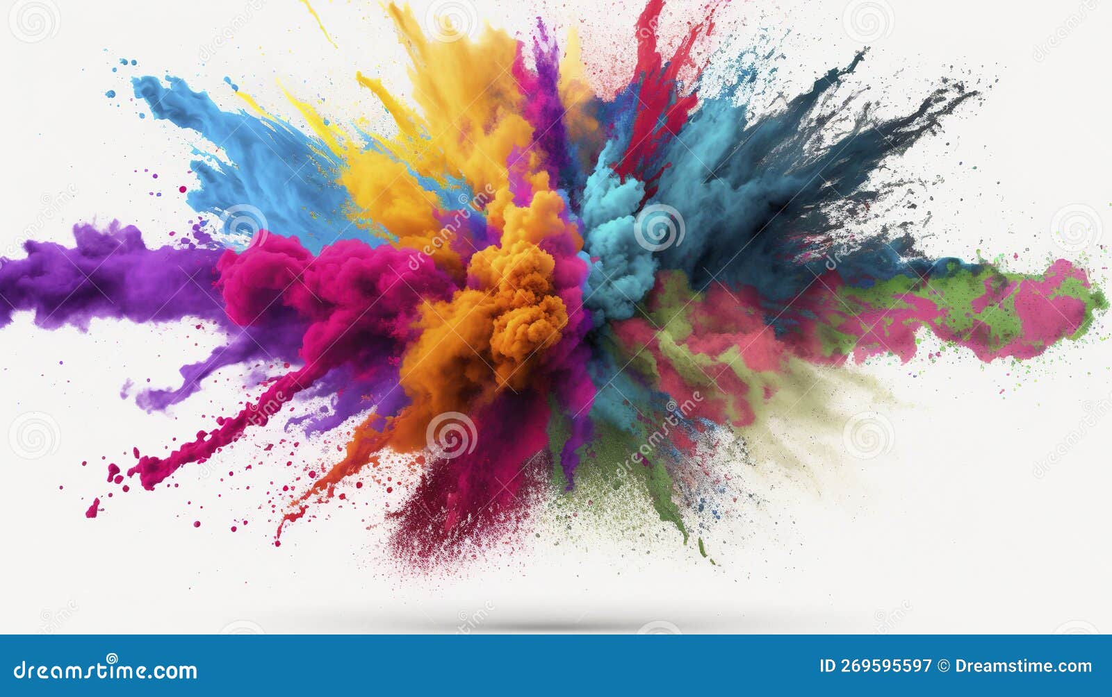 Colorful Powder Explode Isolated on White Background Stock Illustration ...