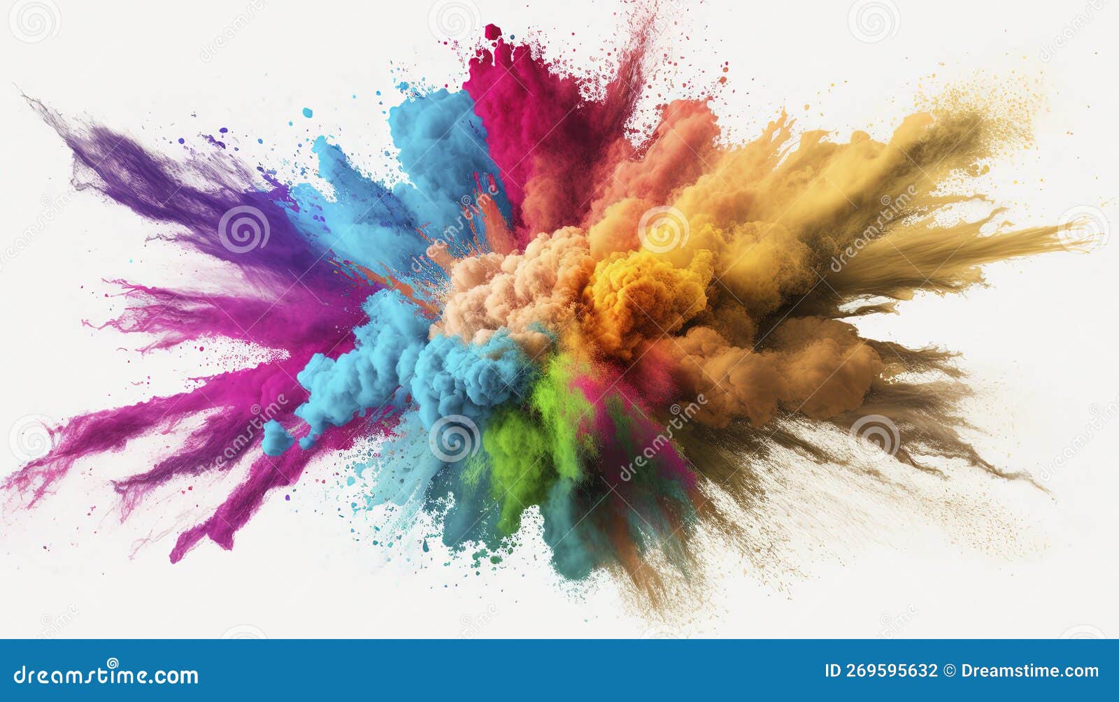 Colorful Powder Explode Isolated on White Background Stock Illustration ...