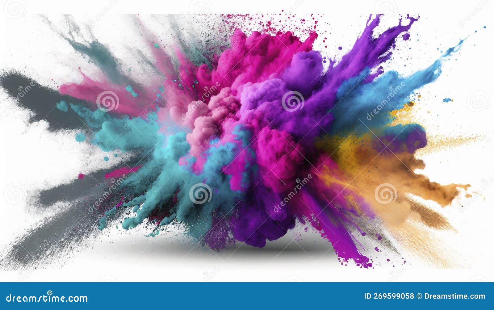 Colorful Powder Explode Isolated on White Background Stock Illustration ...