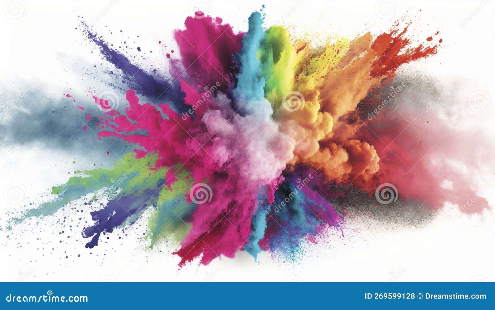 Colorful Powder Explode Isolated on White Background Stock Illustration ...