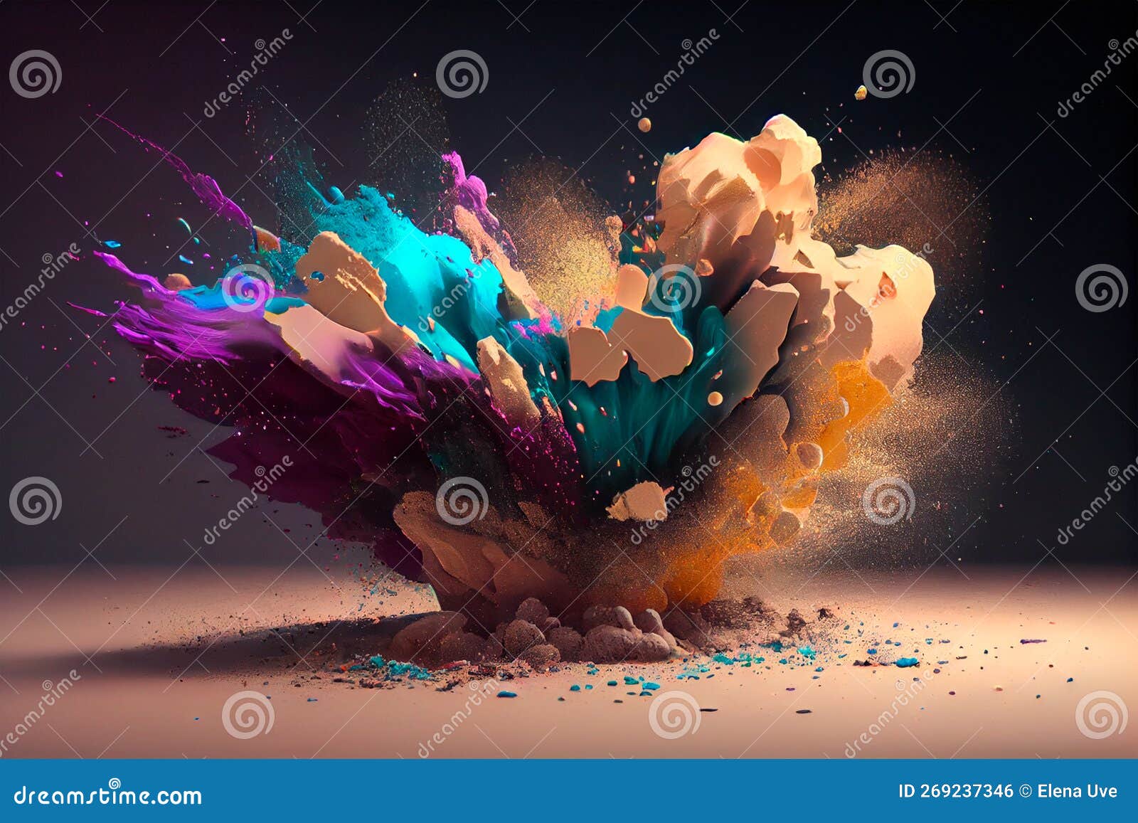 Colorful powder explosion. stock illustration. Illustration of colors ...