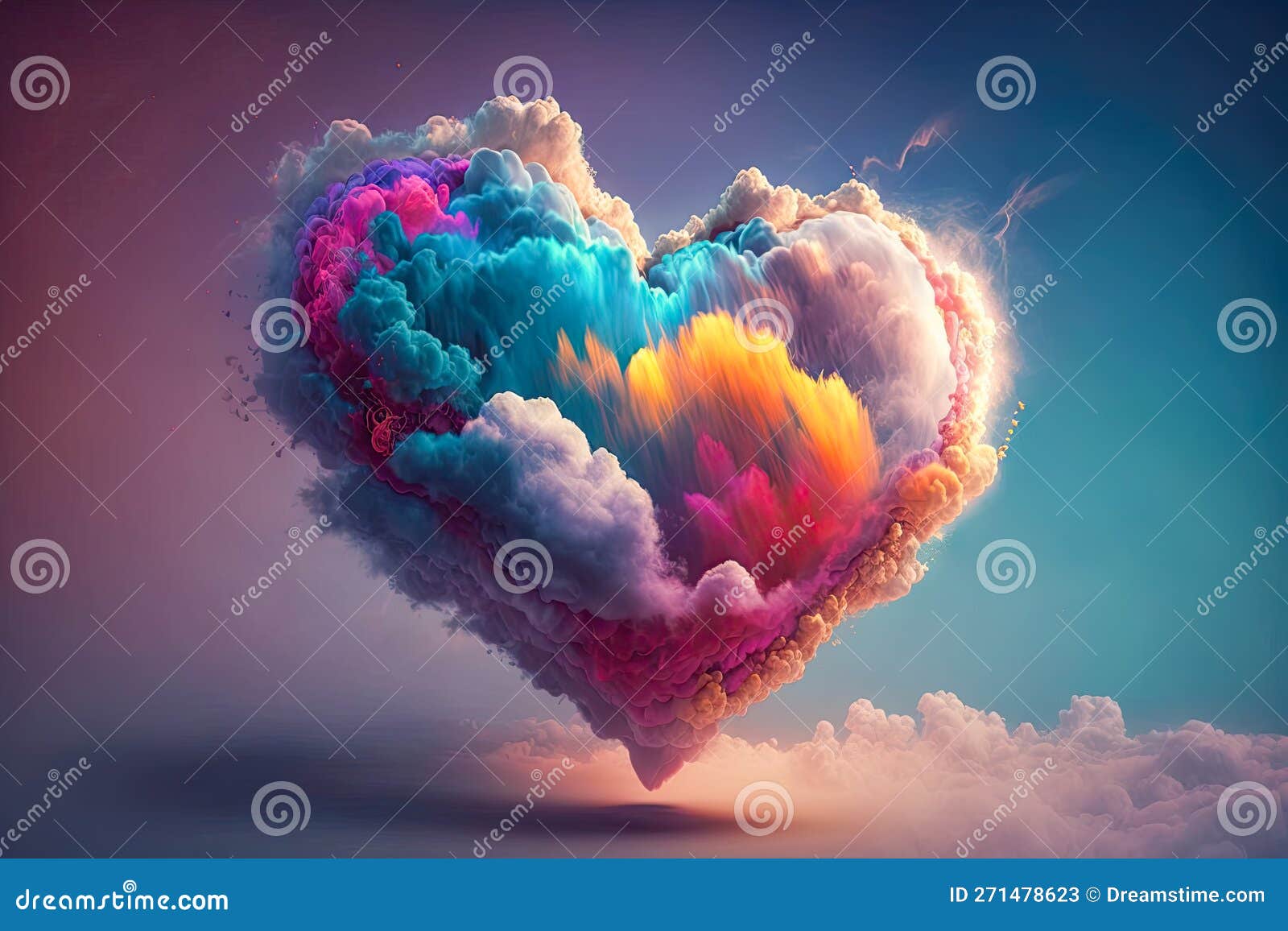 Colorful Powder Explosion in the Heart Shape Stock Illustration ...