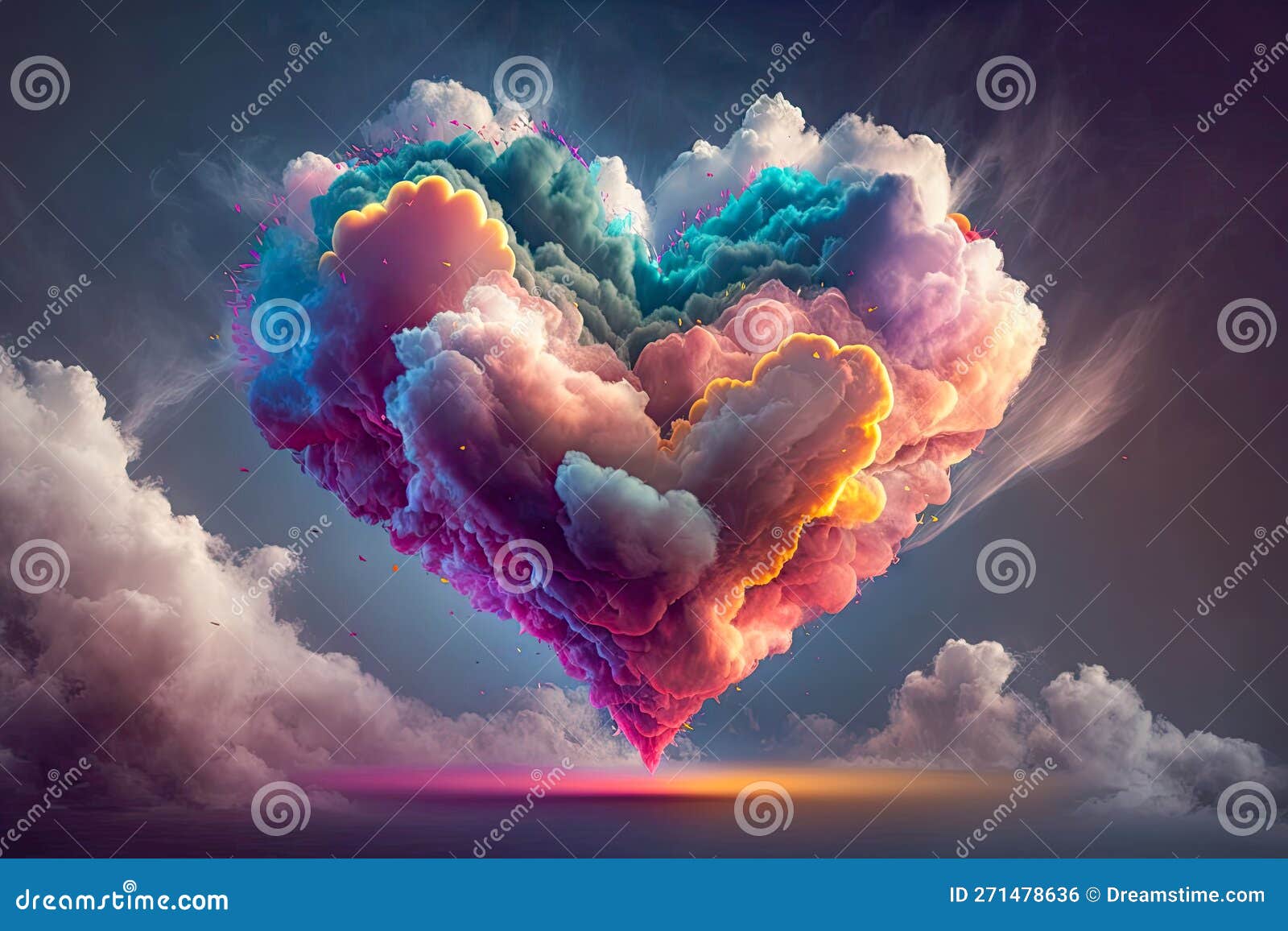 Colorful Powder Explosion in the Heart Shape Stock Illustration ...