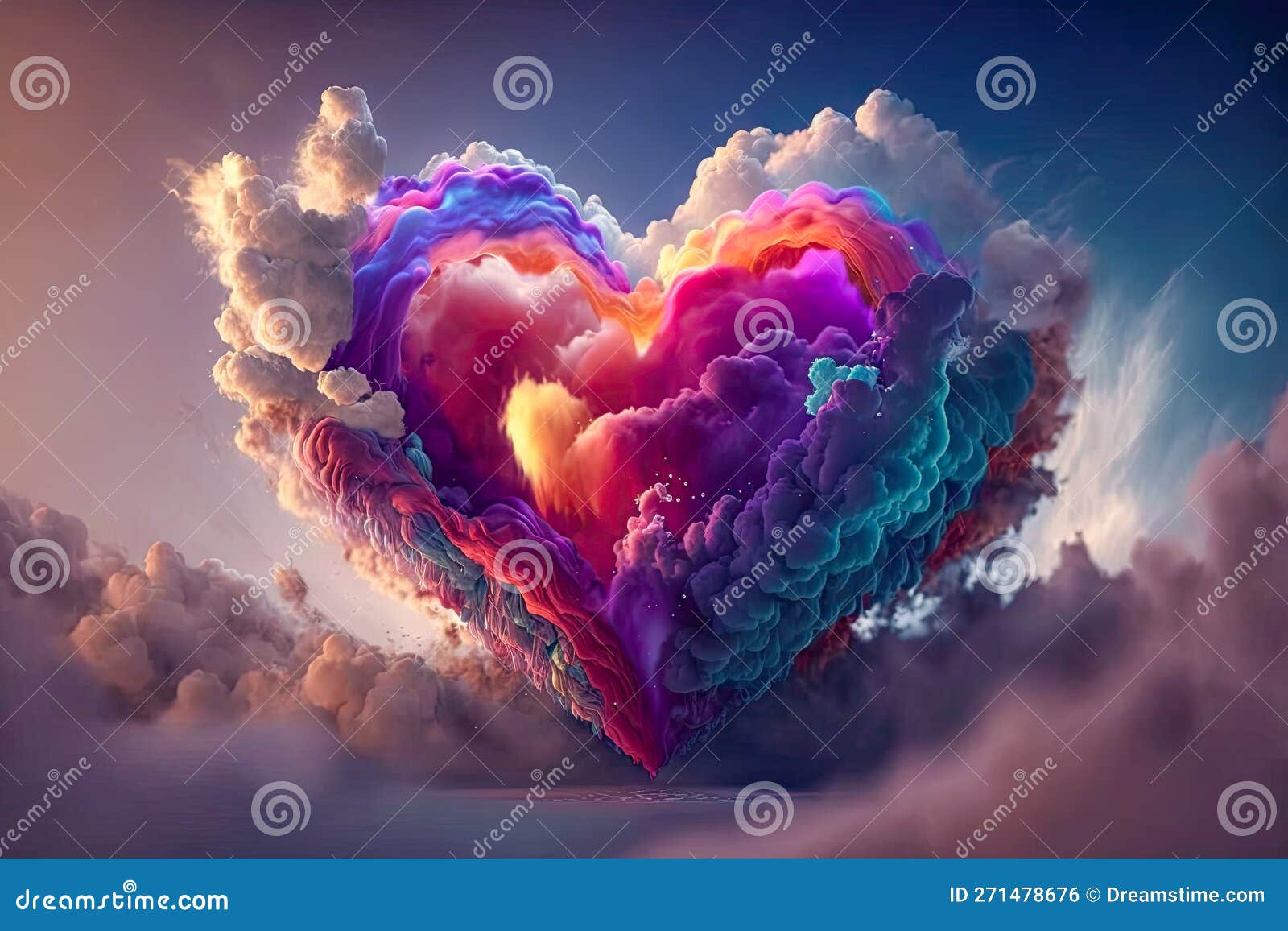 Colorful Powder Explosion in the Heart Shape Stock Illustration ...