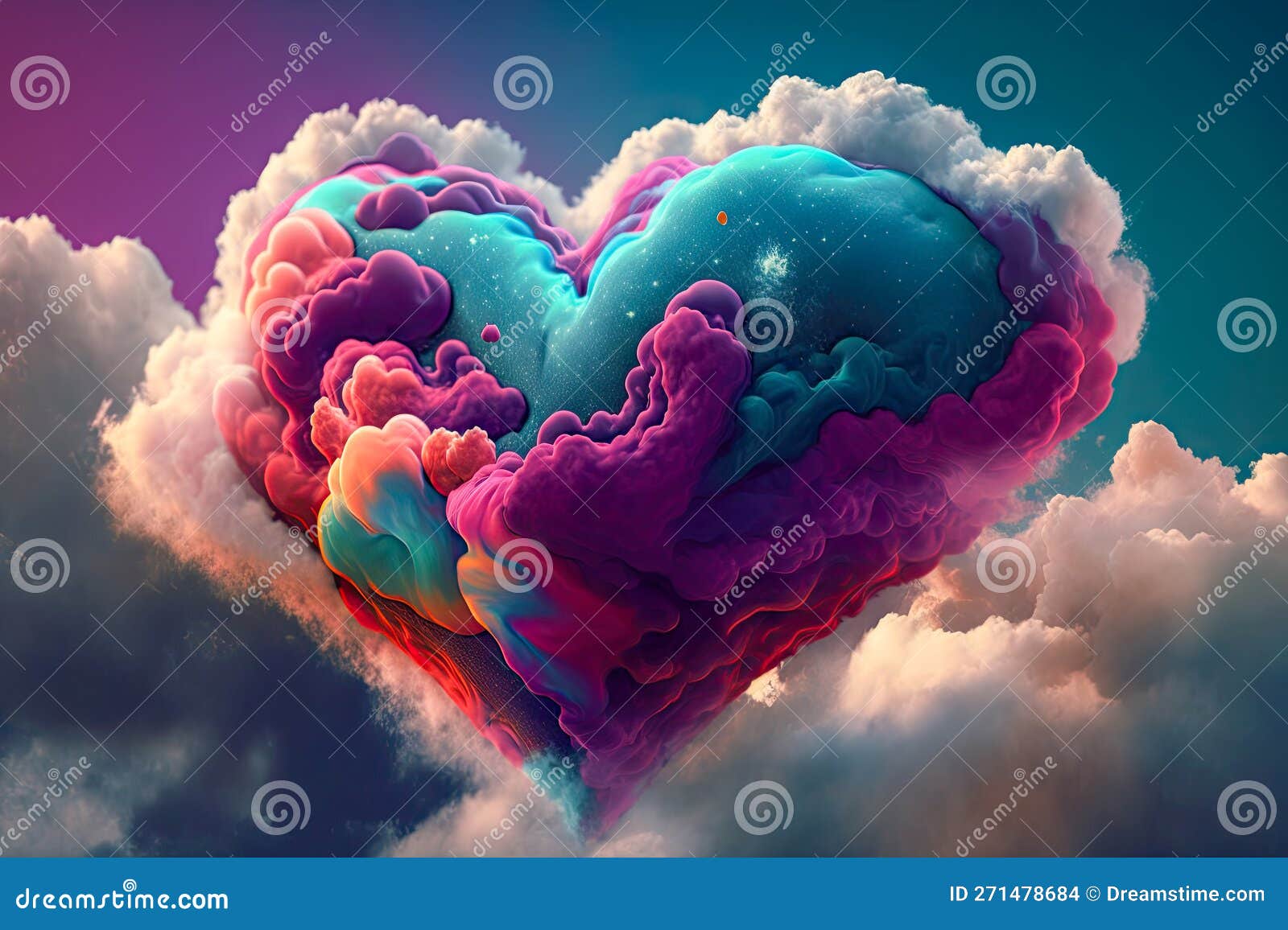 Colorful Powder Explosion in the Heart Shape Stock Illustration ...