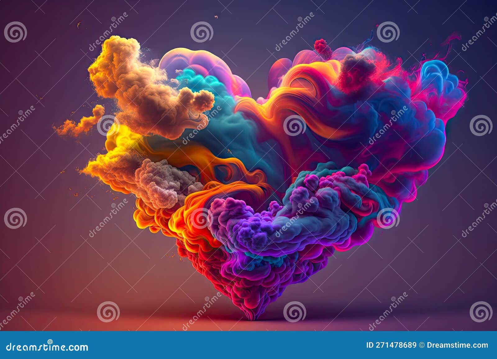 Colorful Powder Explosion in the Heart Shape Stock Illustration ...
