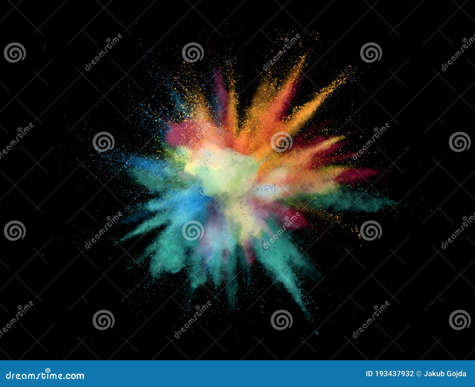 Colorful Powder Explosion Isolated on Black Background Stock Photo ...