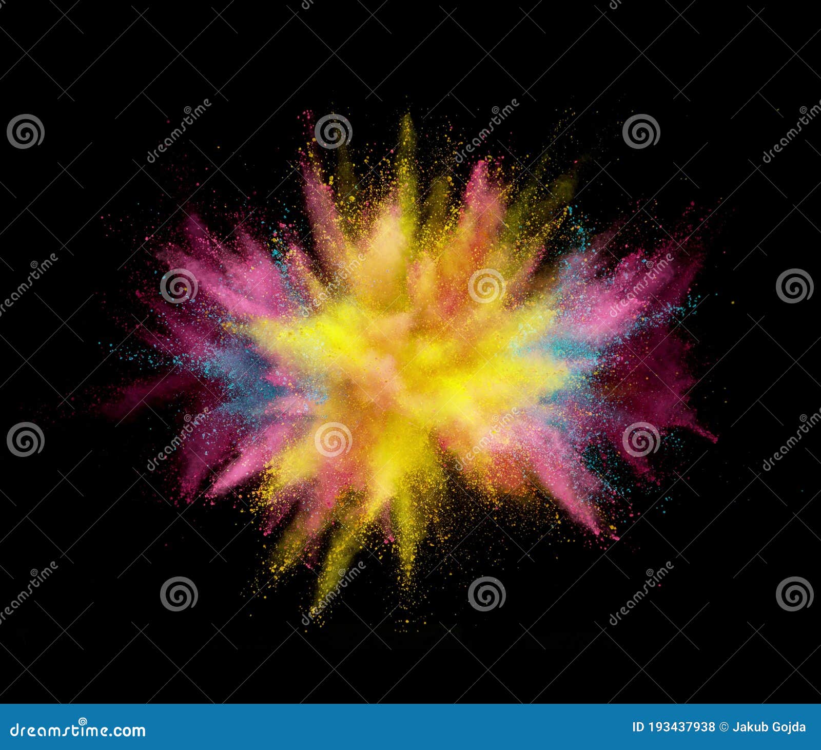 Colorful Powder Explosion Isolated on Black Background Stock Photo ...