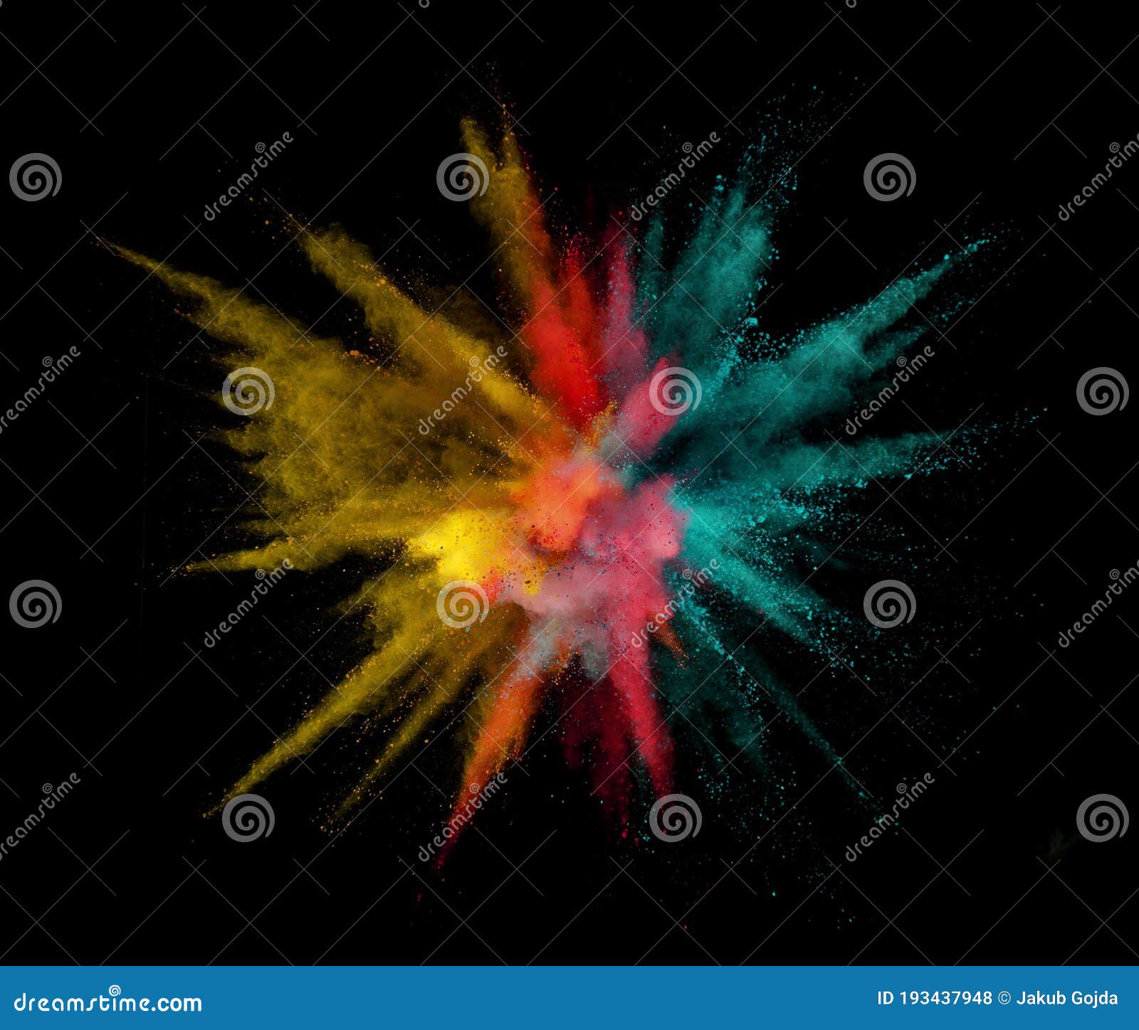 Colorful Powder Explosion Isolated on Black Background Stock Photo ...