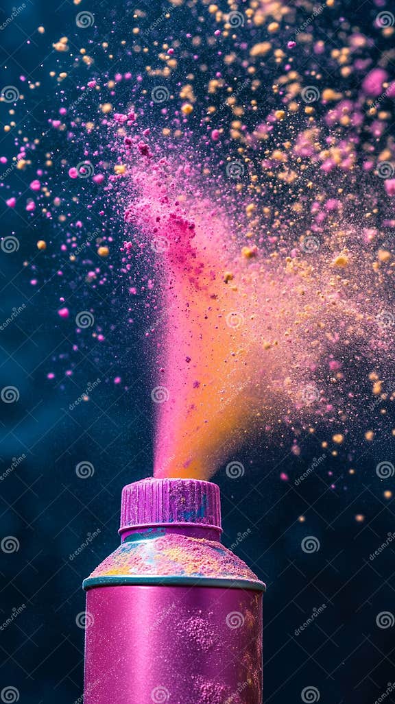 Colorful Powder Explosion from Spray Can Stock Image - Image of pink ...