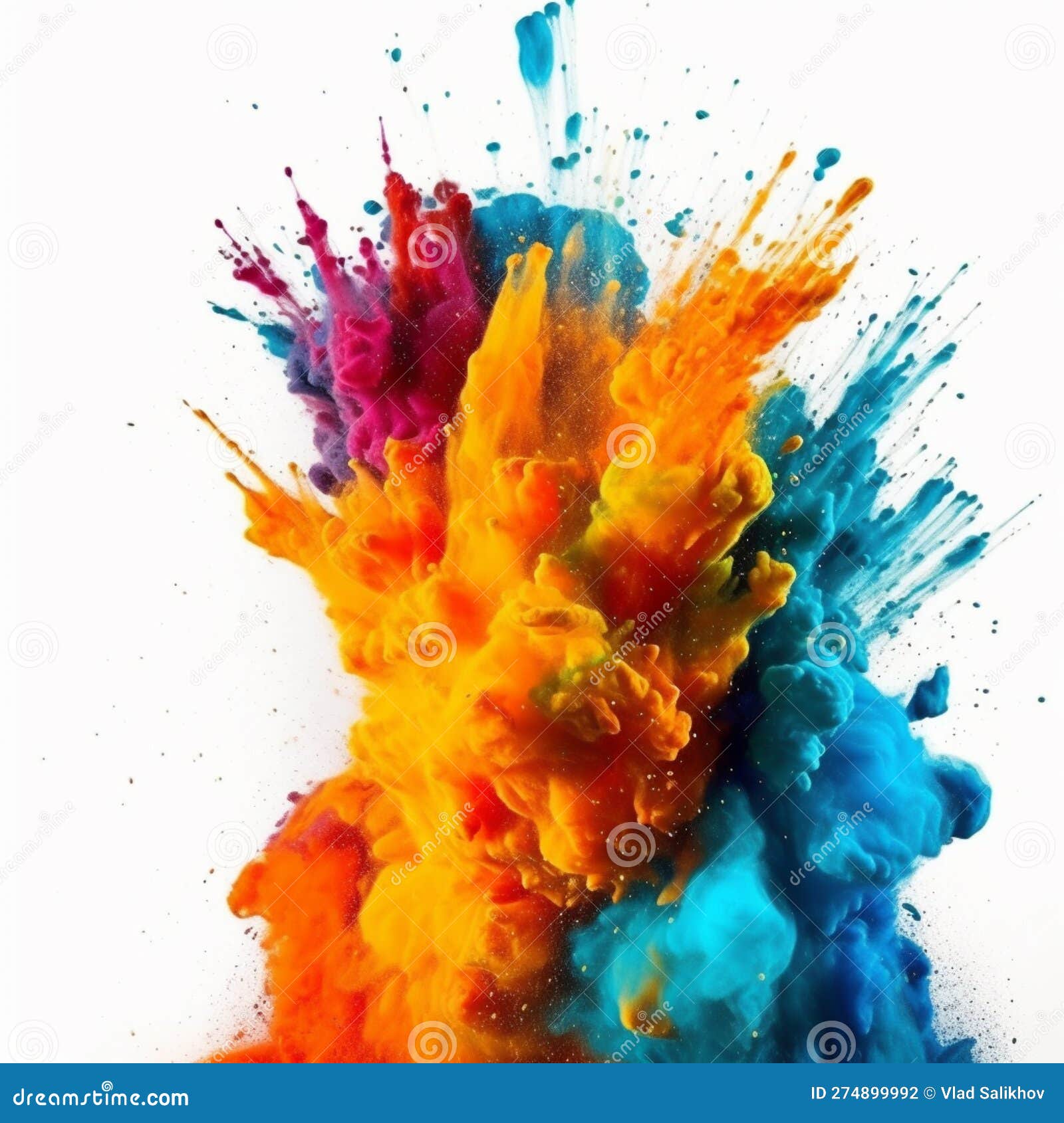 Colorful Powder Explosion on White Background. Colored Cloud. Colorful ...