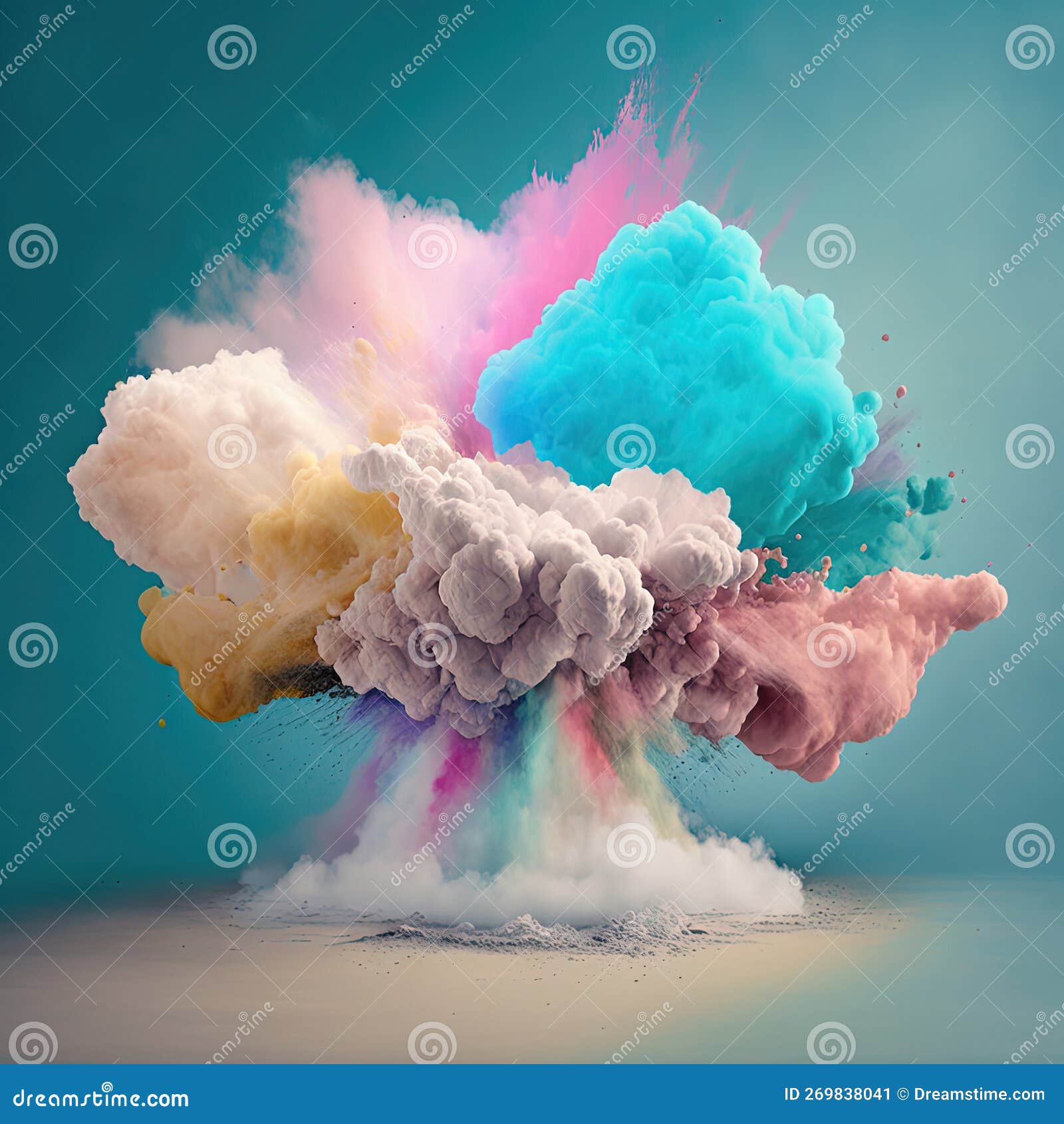 Colorful Powder Paint Burst on Blue Background. AI Stock Image - Image ...