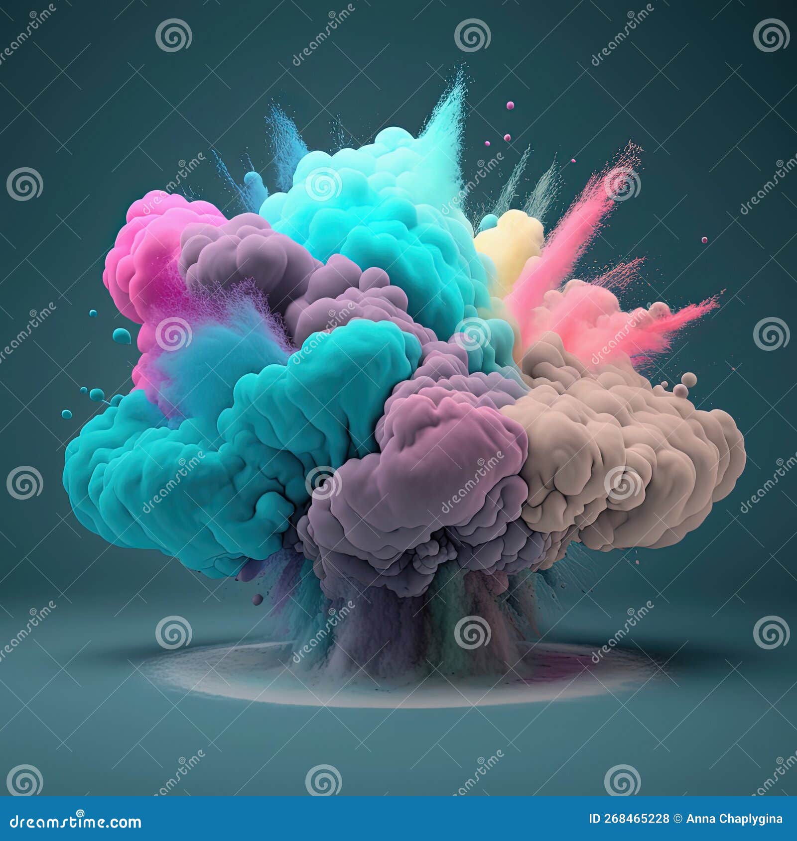 Colorful Powder Paint Burst on Blue Background. AI Stock Illustration ...