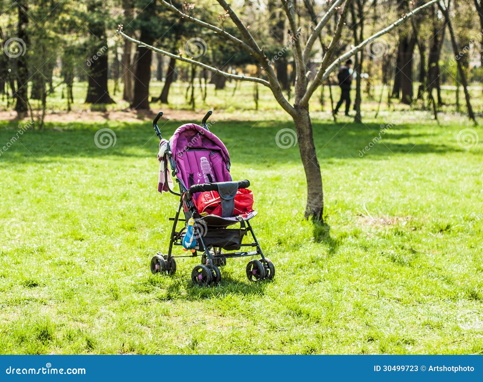 Colorful Pram on the Grass in Park Stock Image - Image of empty, cart ...