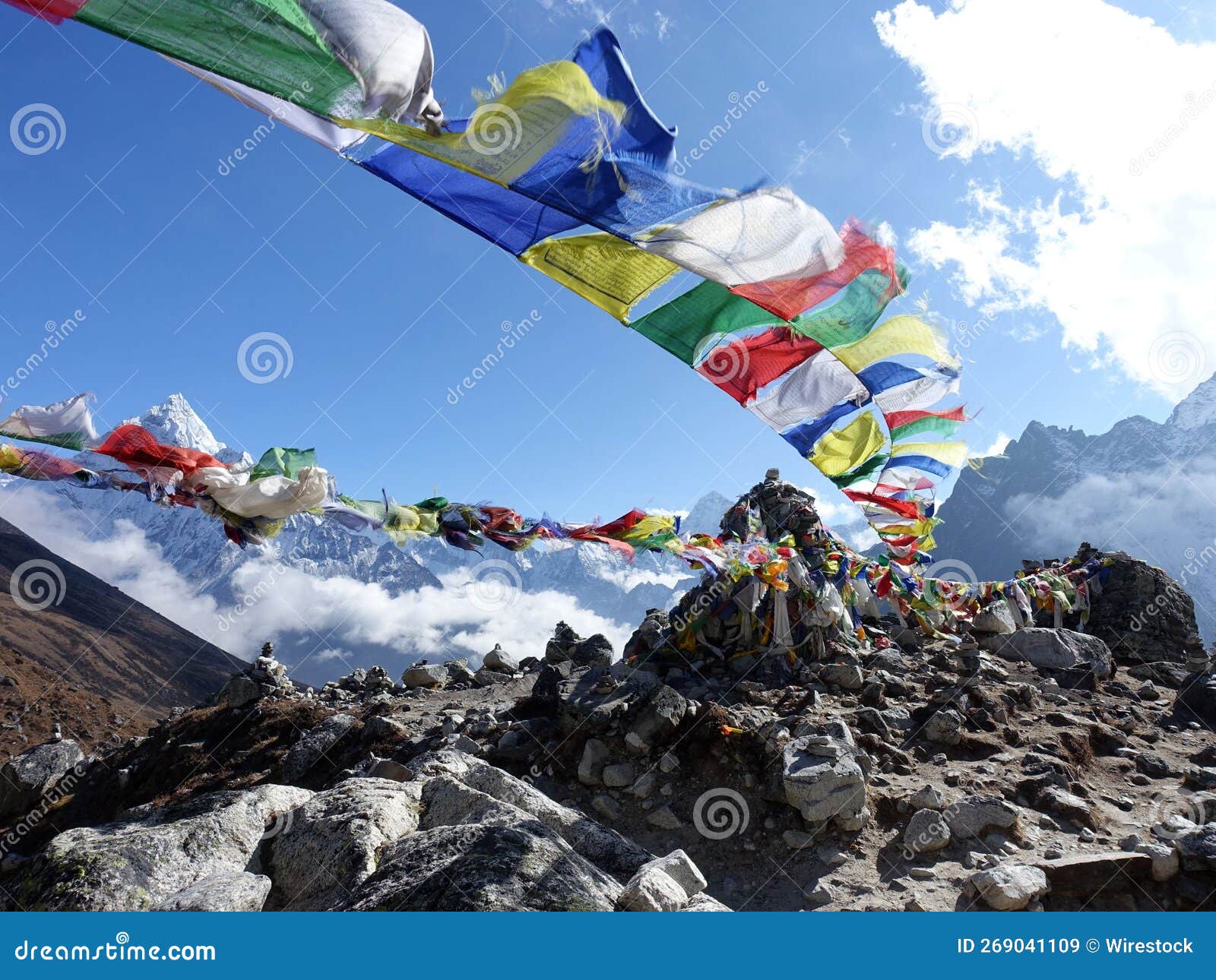 Colorful Prayer Flags in the Himalayas Stock Image - Image of outside ...