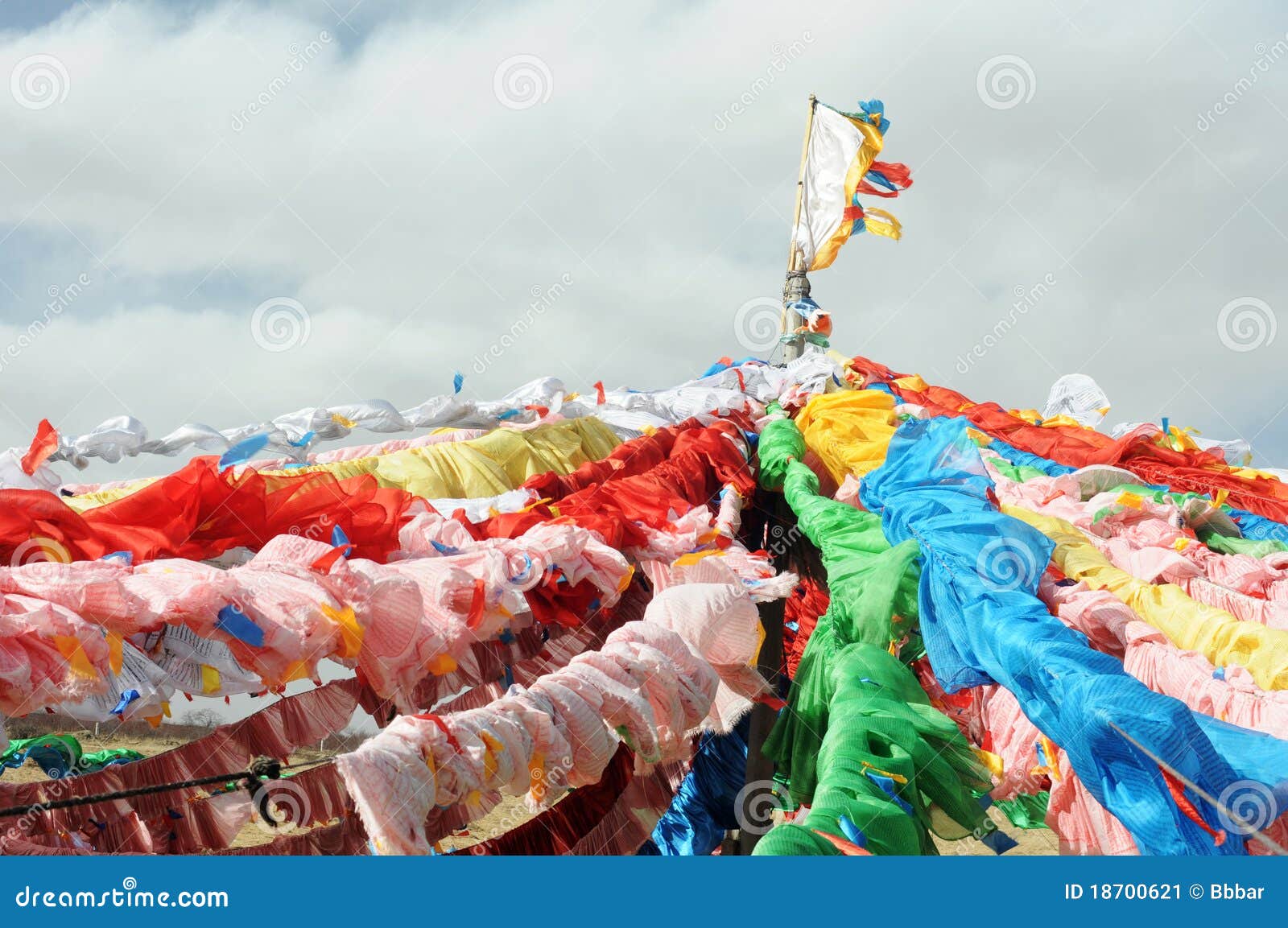 Colorful Prayer Flags in Tibet Stock Image - Image of pink, buddhism ...