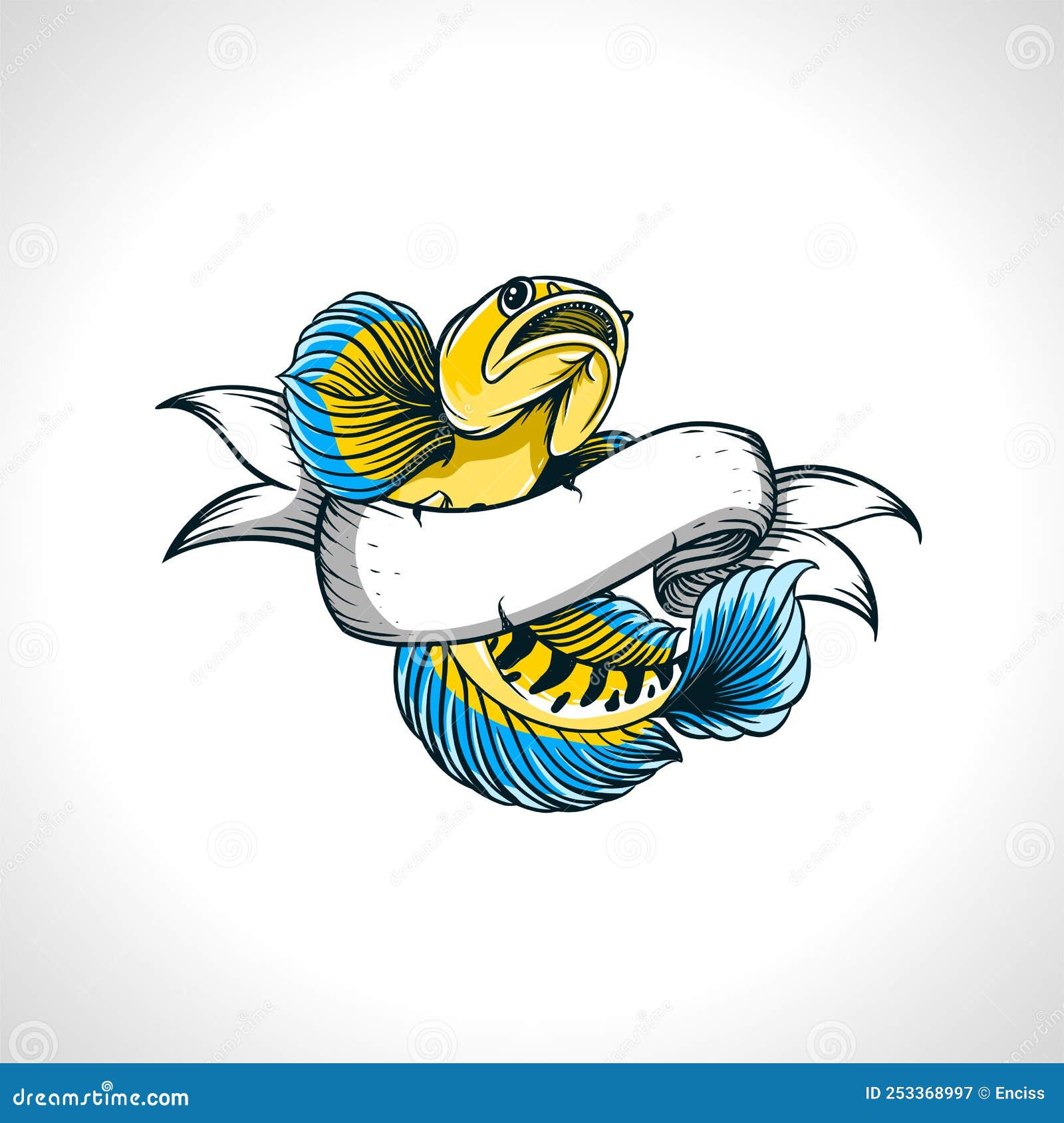 Colorful Predator Fish Logo with White Banner Stock Illustration ...