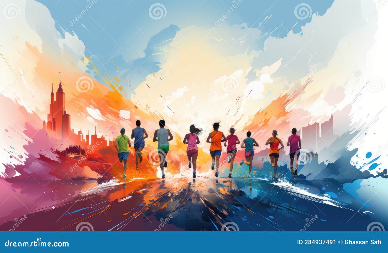 Colorful Presentation of Women Jogging Stock Illustration ...
