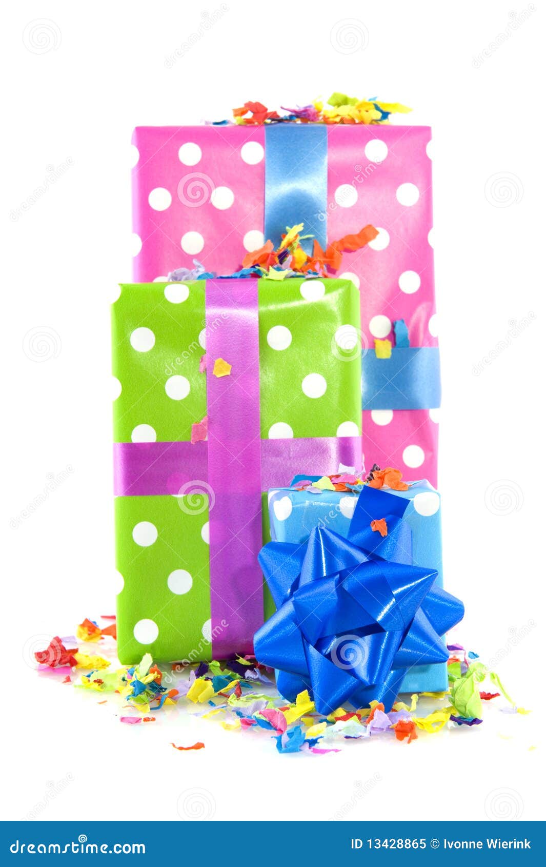 Colorful Presents for Birthday Stock Image - Image of wrapped, ribbon ...