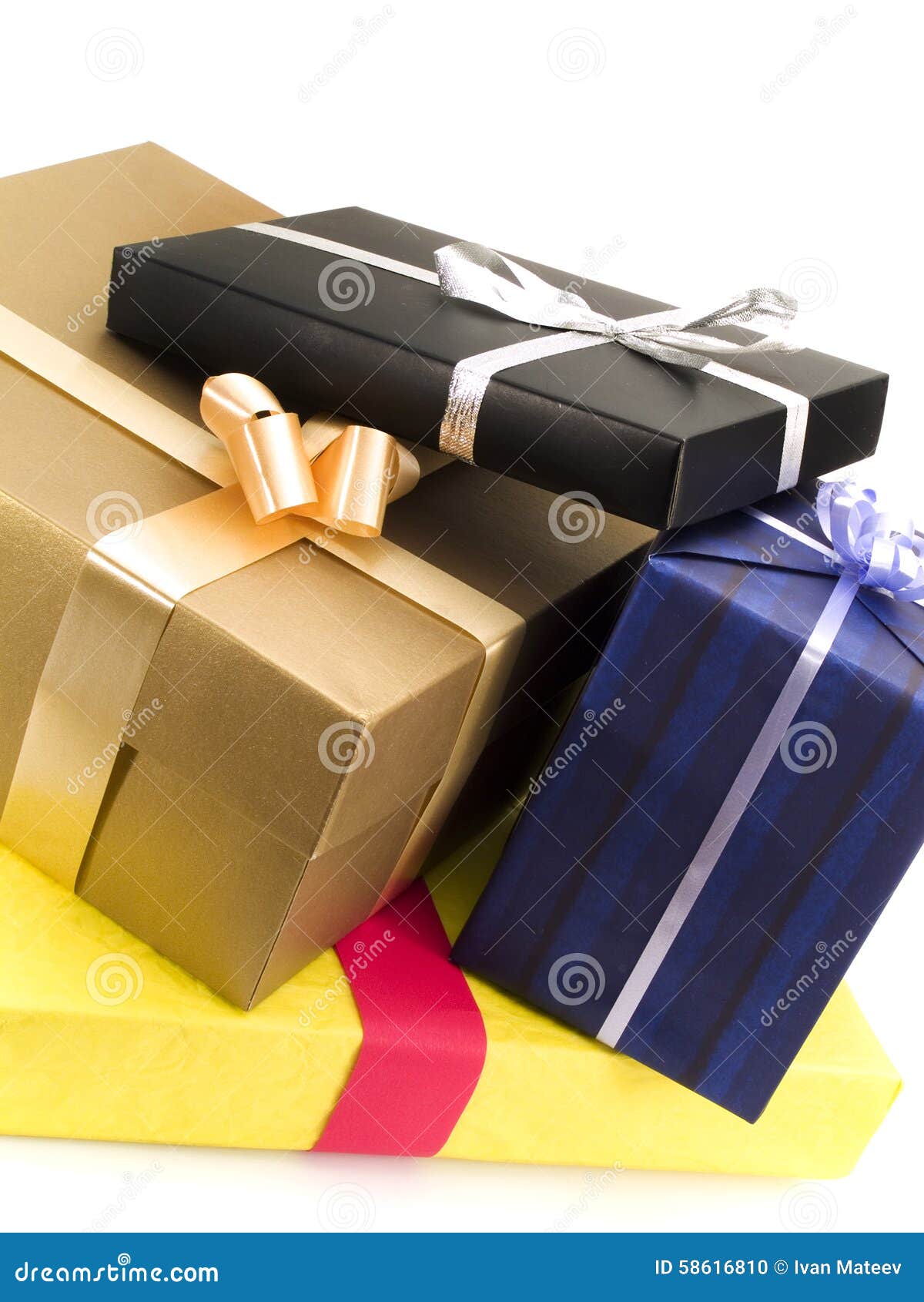 Colorful presents stock photo. Image of wrapping, ribbon - 58616810
