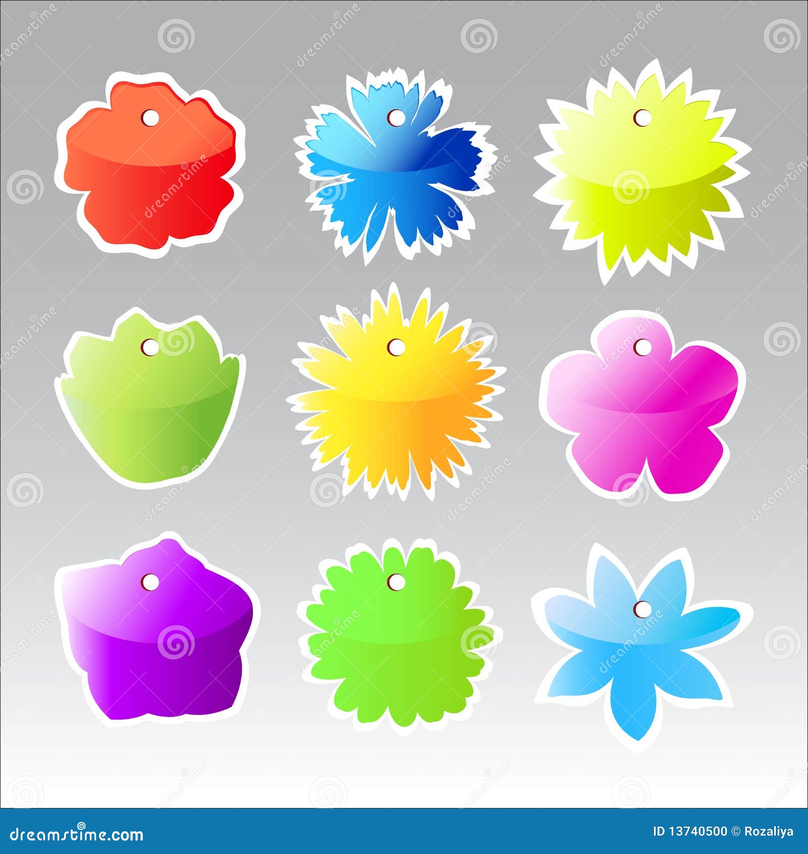 Colorful Price Labels. Shape of Flowers Stock Vector - Illustration of ...