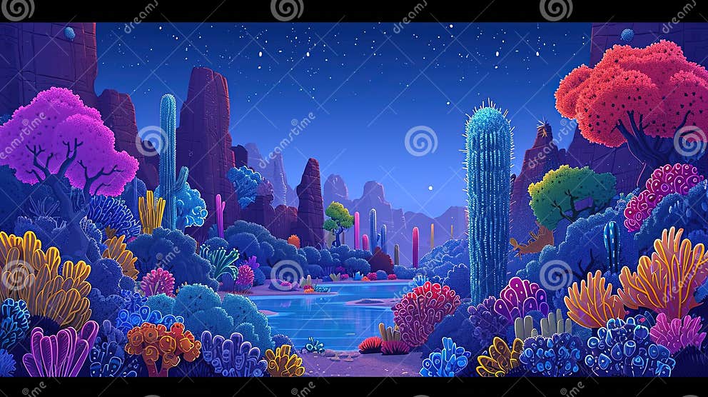Colorful Prickly Forest stock illustration. Illustration of nature ...