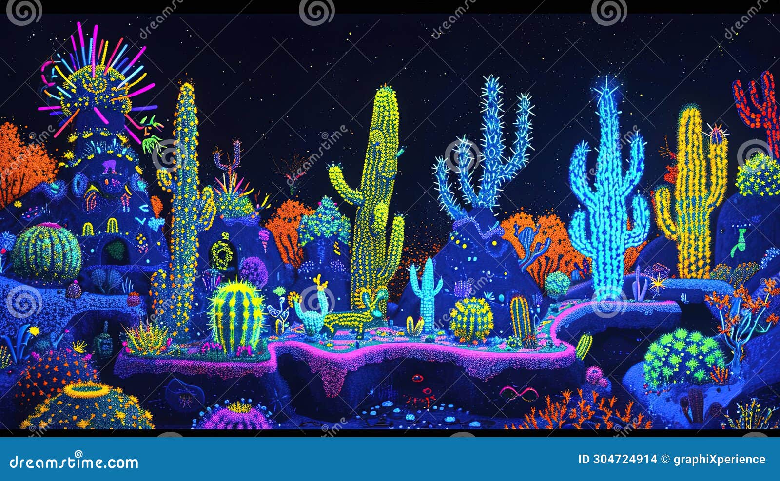 Colorful Prickly Forest stock illustration. Illustration of river ...