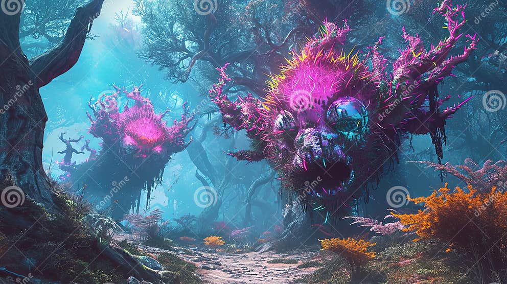 Colorful Prickly Forest stock illustration. Illustration of ocean ...