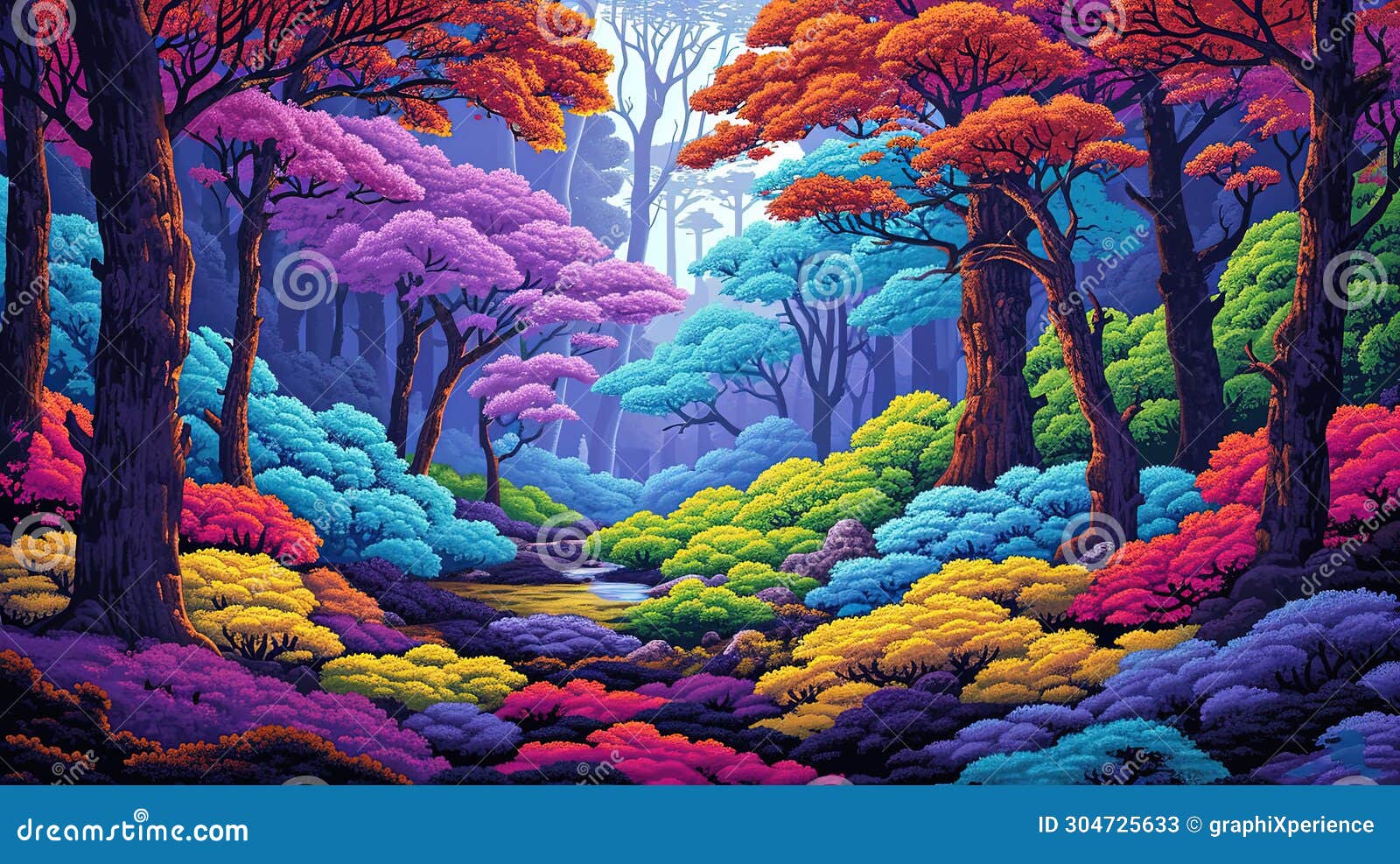 Colorful Prickly Forest stock illustration. Illustration of travel ...