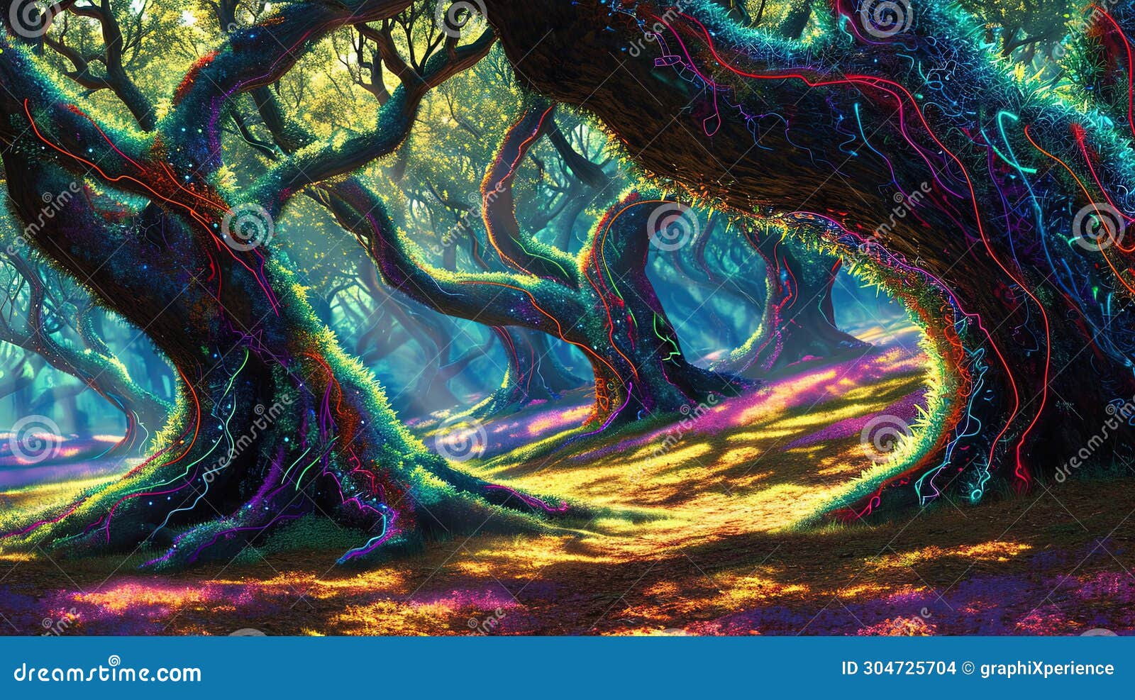 Colorful Prickly Forest stock illustration. Illustration of trees ...
