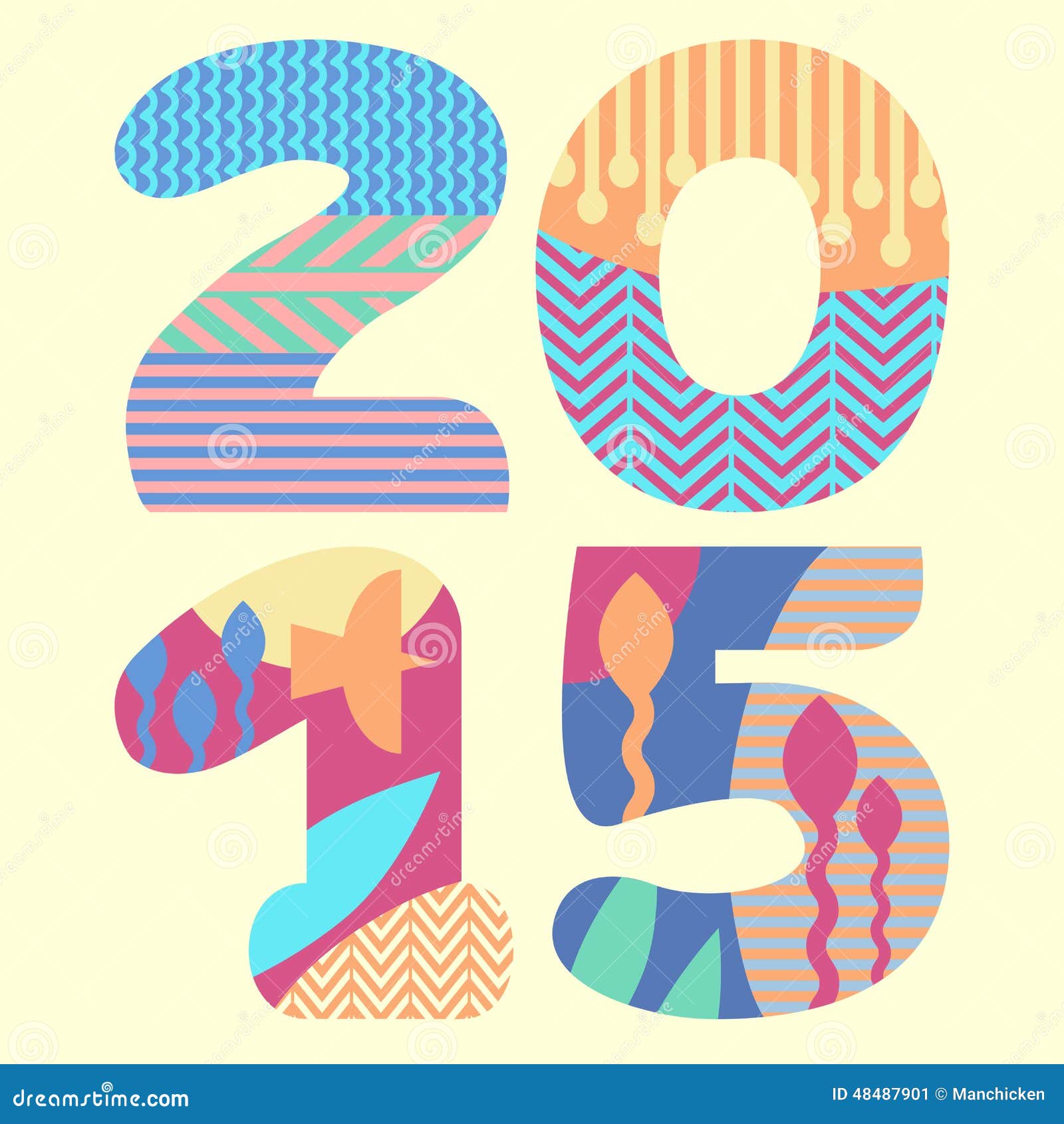 Colorful Print with Number 2015 Stock Vector - Illustration of shape ...