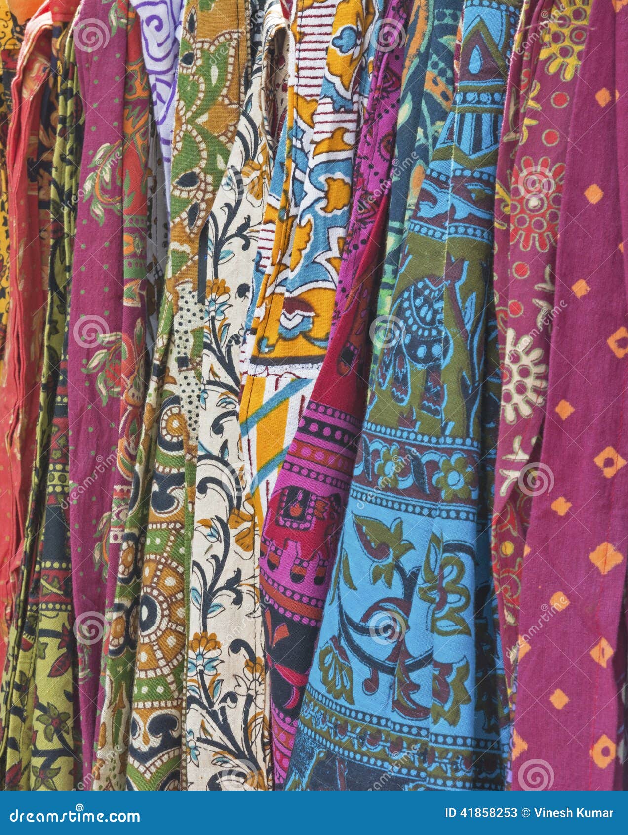 Colorful printed fabrics stock image. Image of fashion - 41858253
