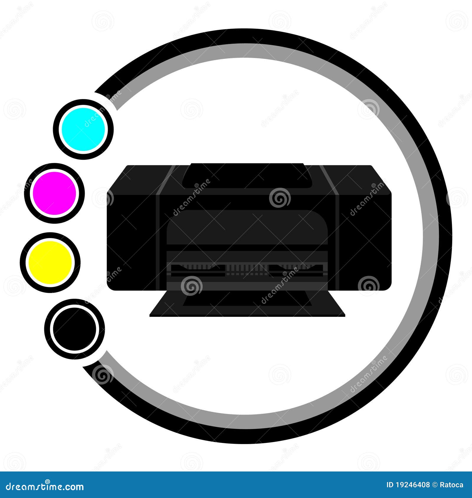 Colorful printer stock vector. Illustration of cyan, home - 19246408