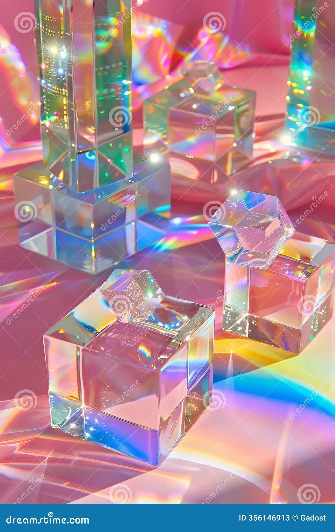 Colorful Prism Blocks with Rainbow Light Reflections for Abstract ...
