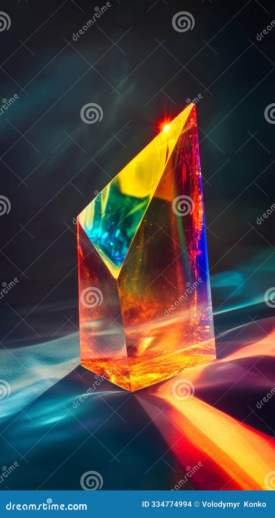 Colorful Prism with Light Refraction, Studio Shot on Dark Background ...