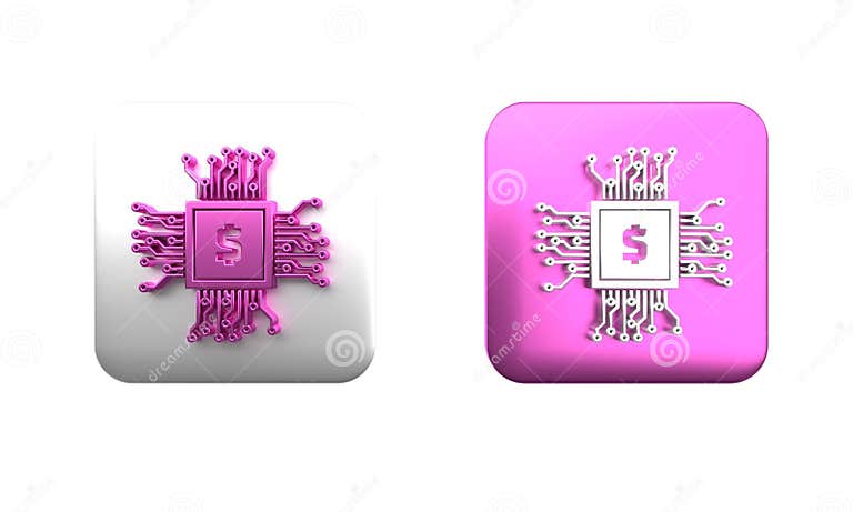 Colorful Processor Chip with Dollar Icon Isolated on White Background ...