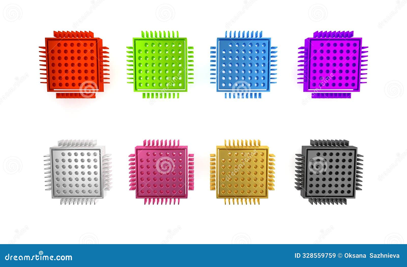 Colorful Processor Icon Isolated on White Background. CPU, Central ...