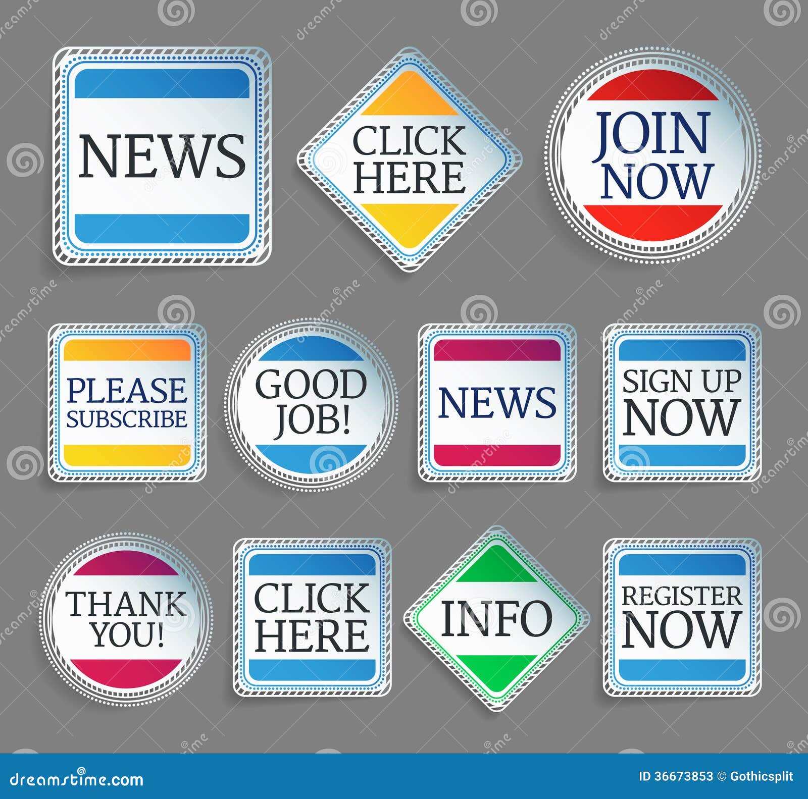 Colorful promo stickers stock vector. Illustration of green - 36673853