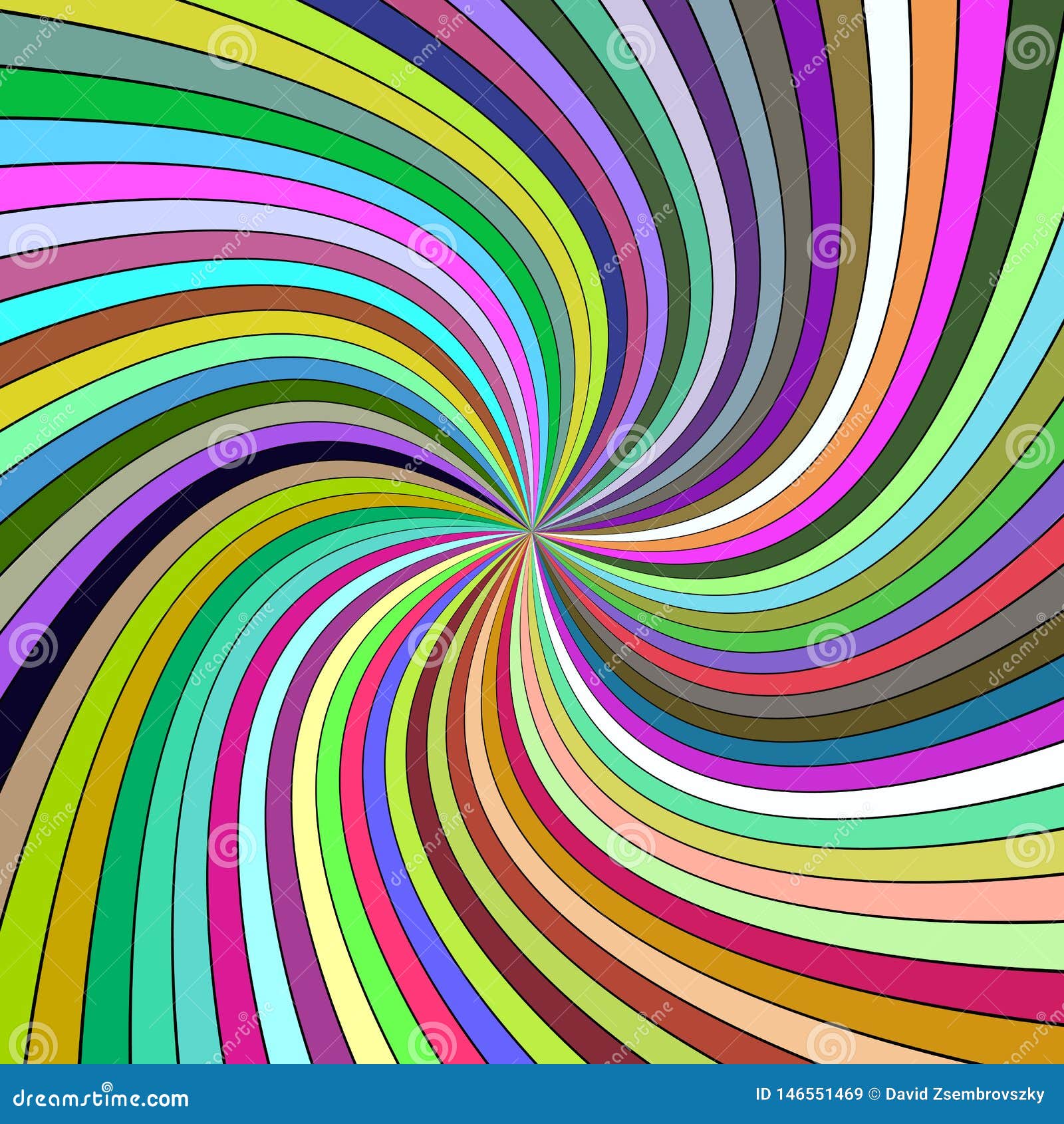 Colorful Psychedelic Abstract Spiral Background from Curved Rays Stock ...