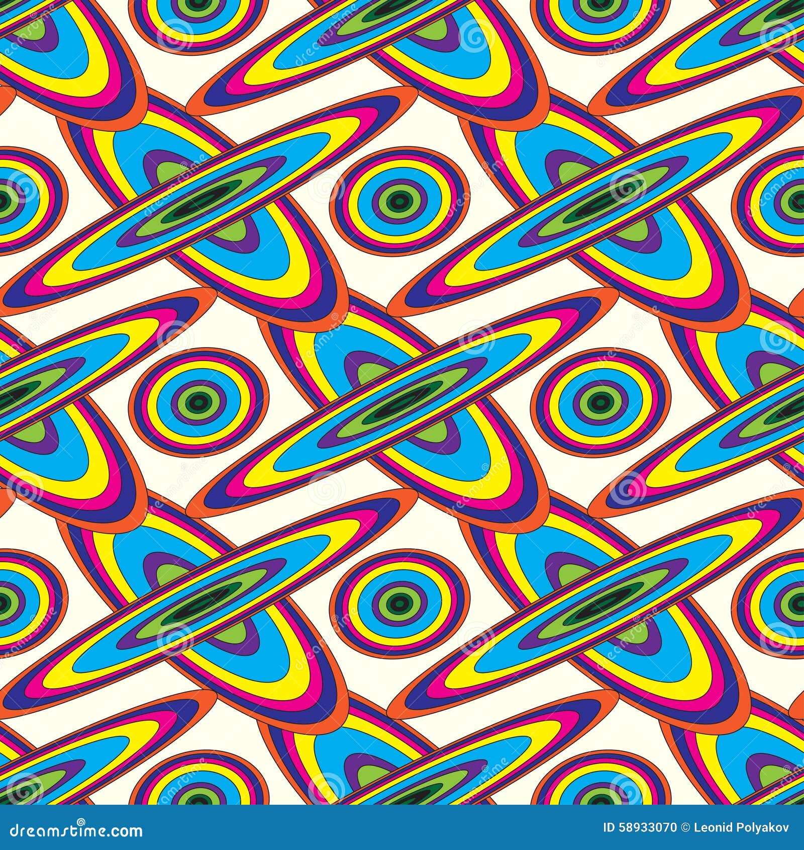 Colorful Psychedelic Circles Abstract Geometric Background Seamless ...