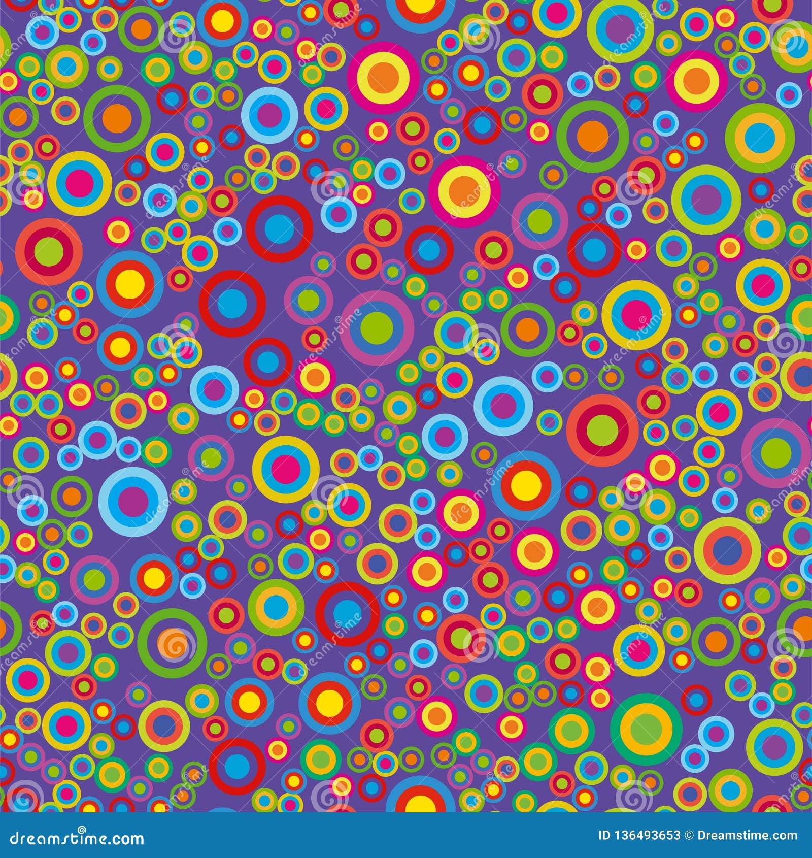 Colorful Psychedelic Circles on a Violet Background. Stock Vector ...