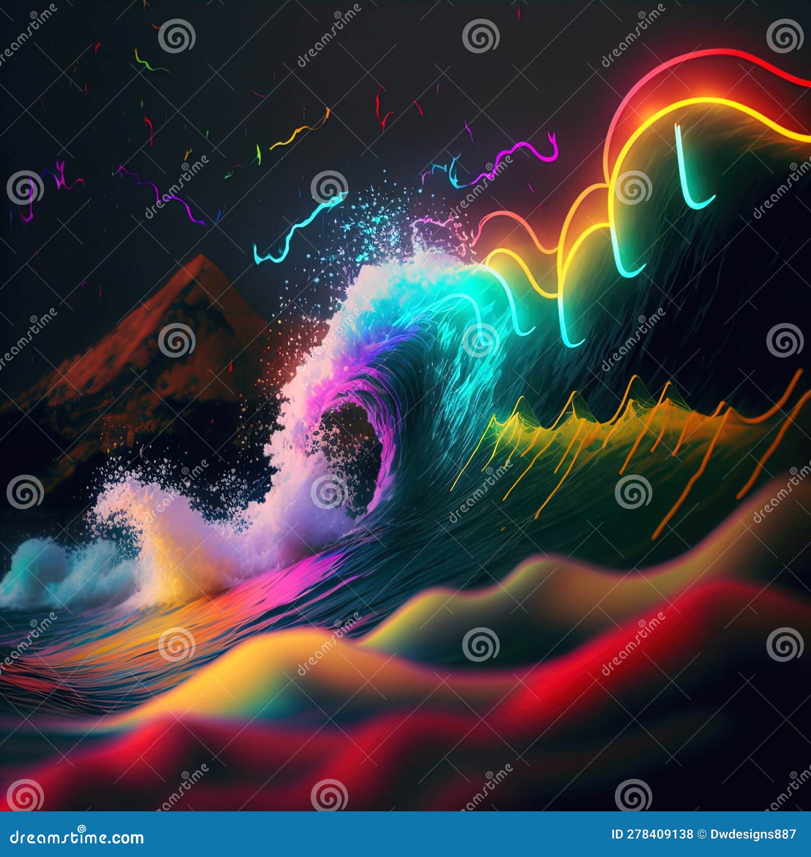 Colorful Psychedelic 3d Waveforms Stock Illustration - Illustration of ...