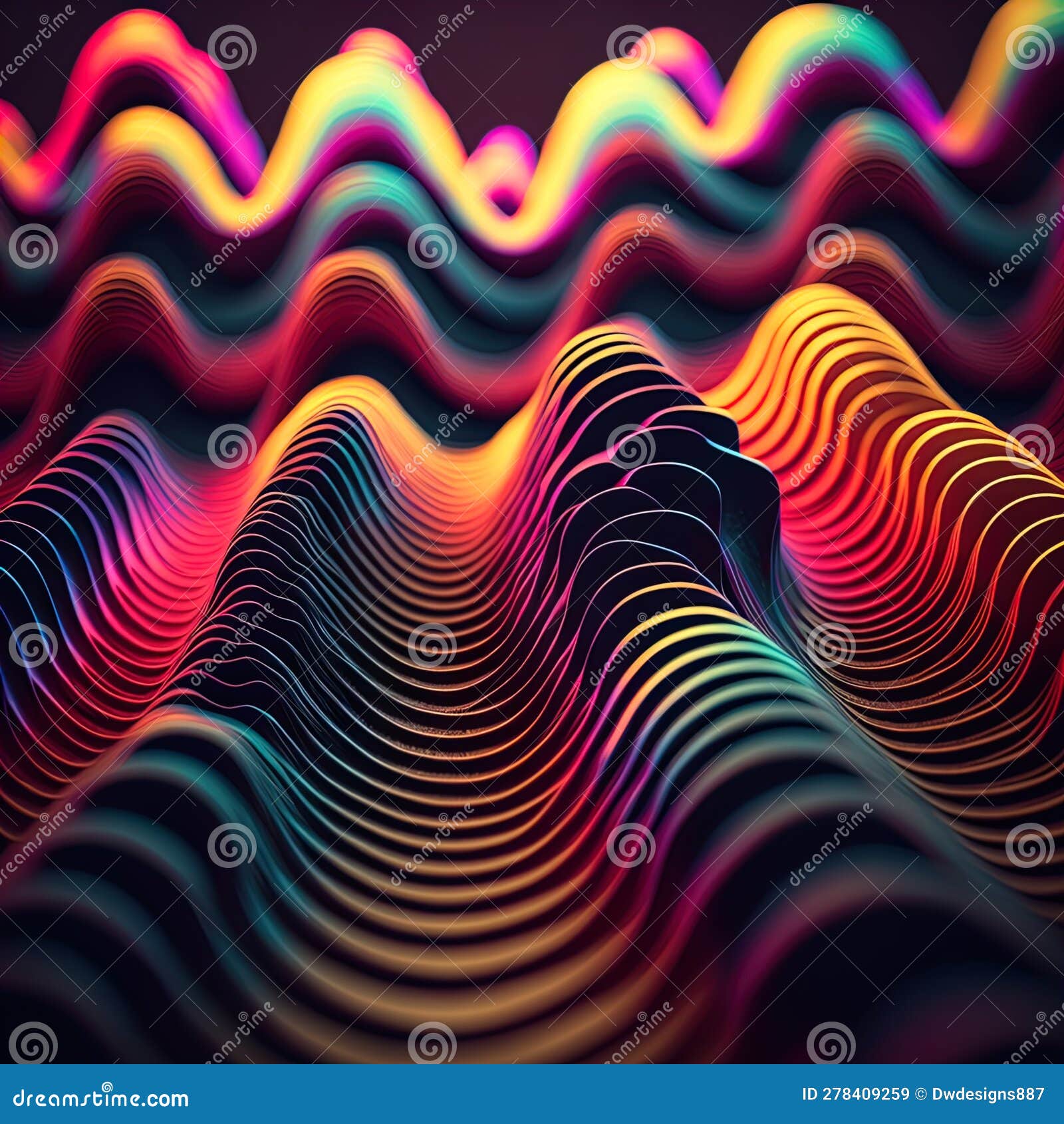Colorful Psychedelic 3d Waveforms Stock Illustration - Illustration of ...