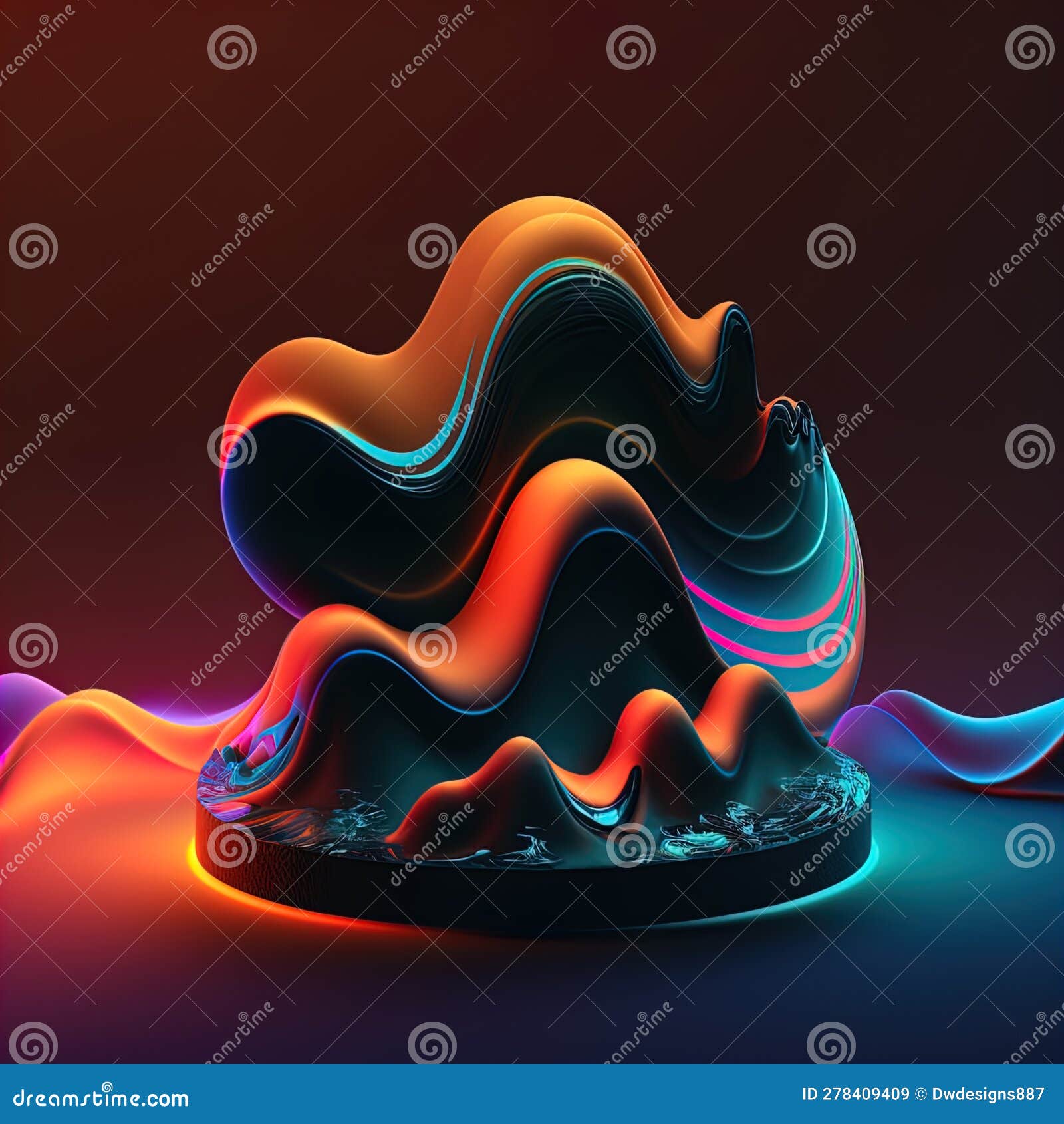 Colorful Psychedelic 3d Waveforms Stock Illustration - Illustration of ...