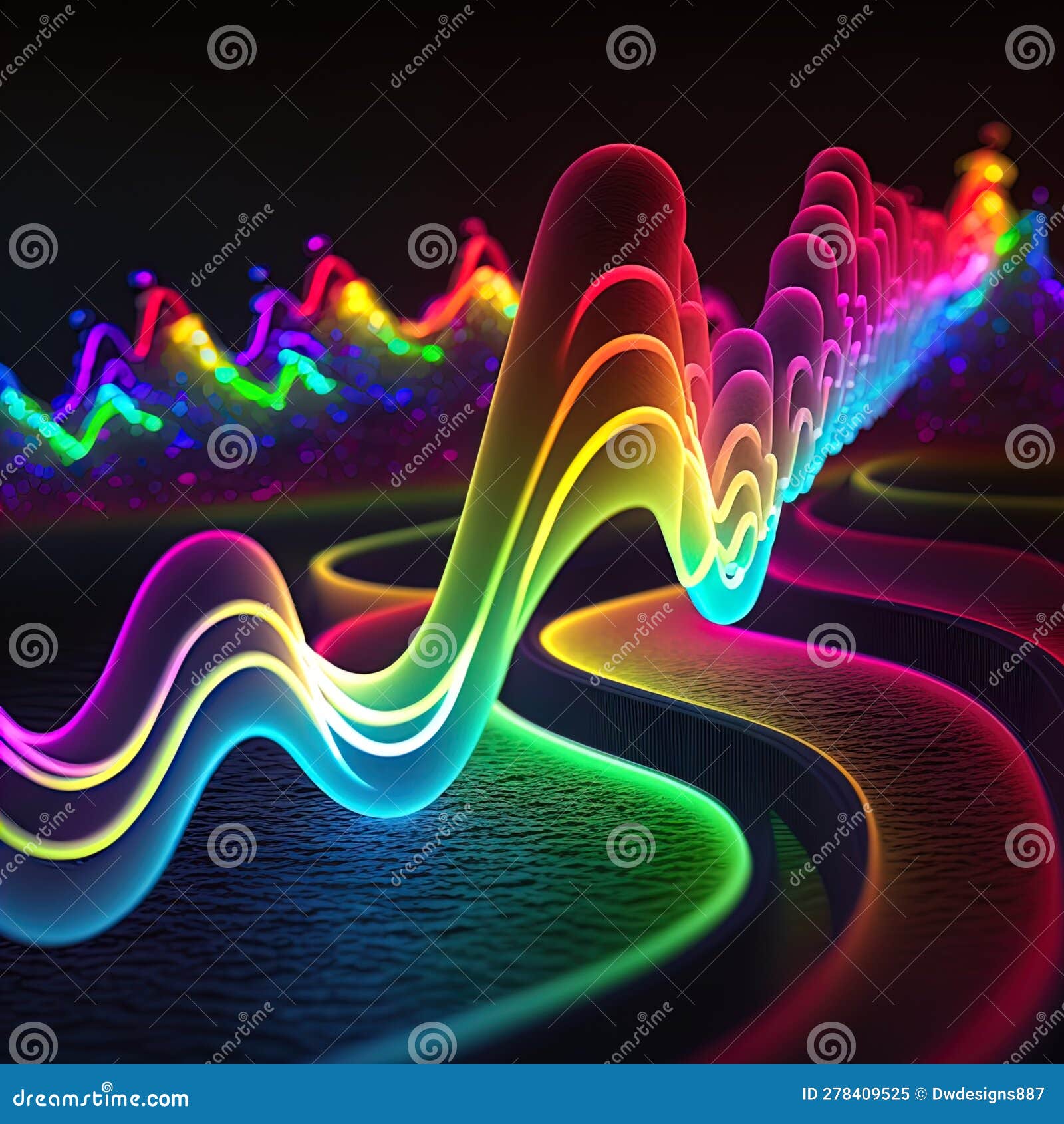 Colorful Psychedelic 3d Waveforms Stock Illustration - Illustration of ...