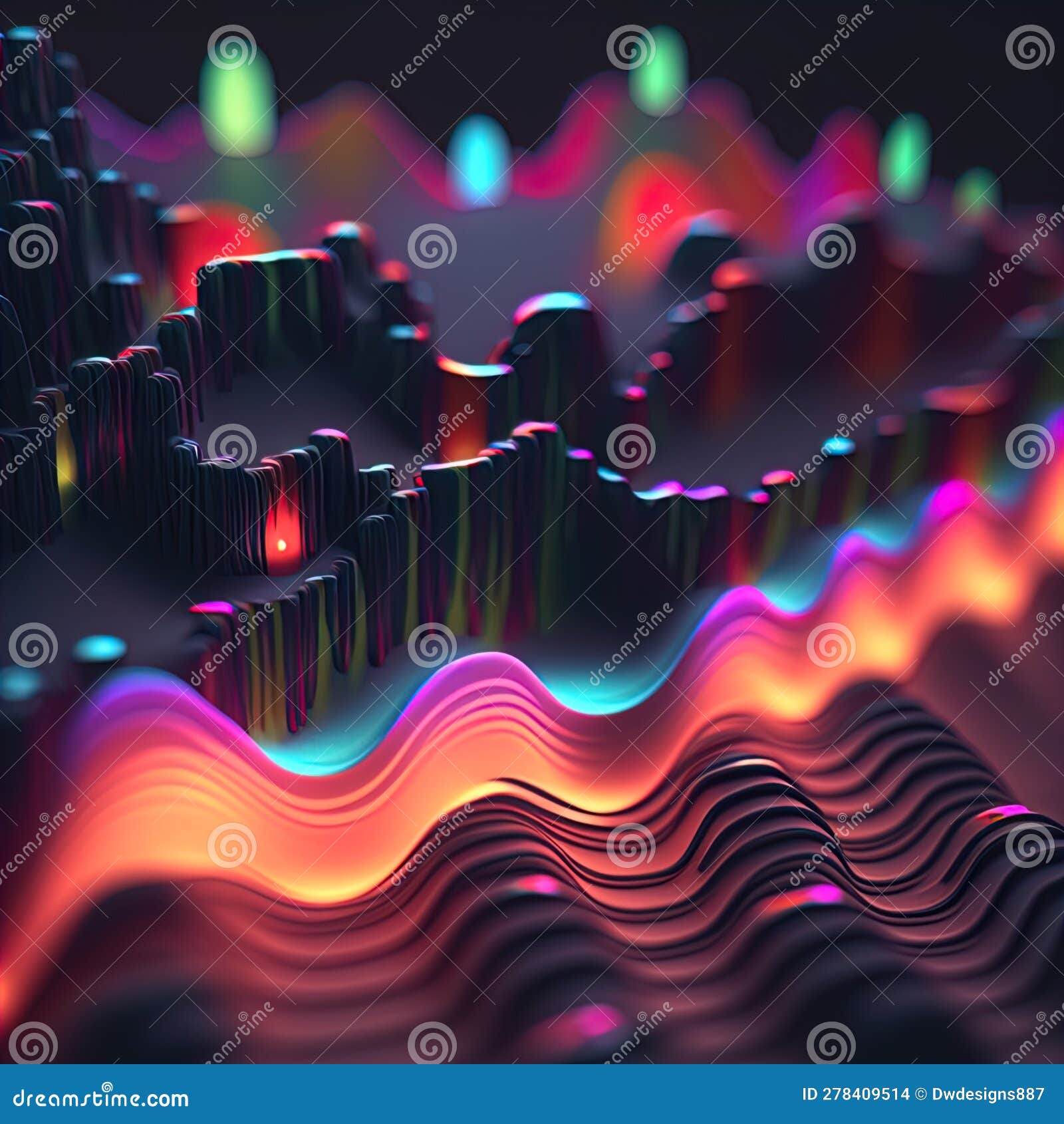 Colorful Psychedelic 3d Waveforms Stock Illustration - Illustration of ...