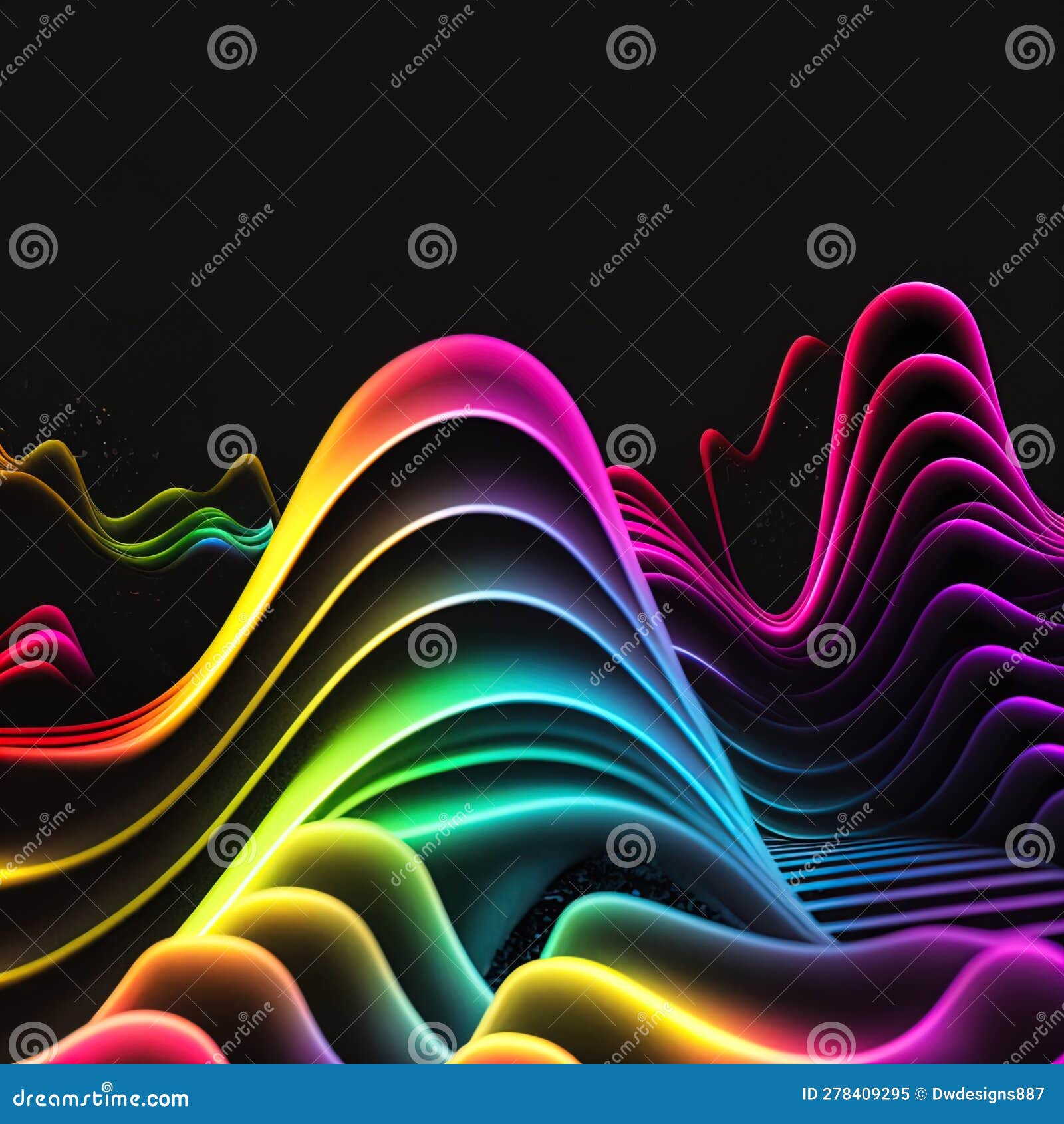Colorful Psychedelic 3d Waveforms Stock Illustration - Illustration of ...